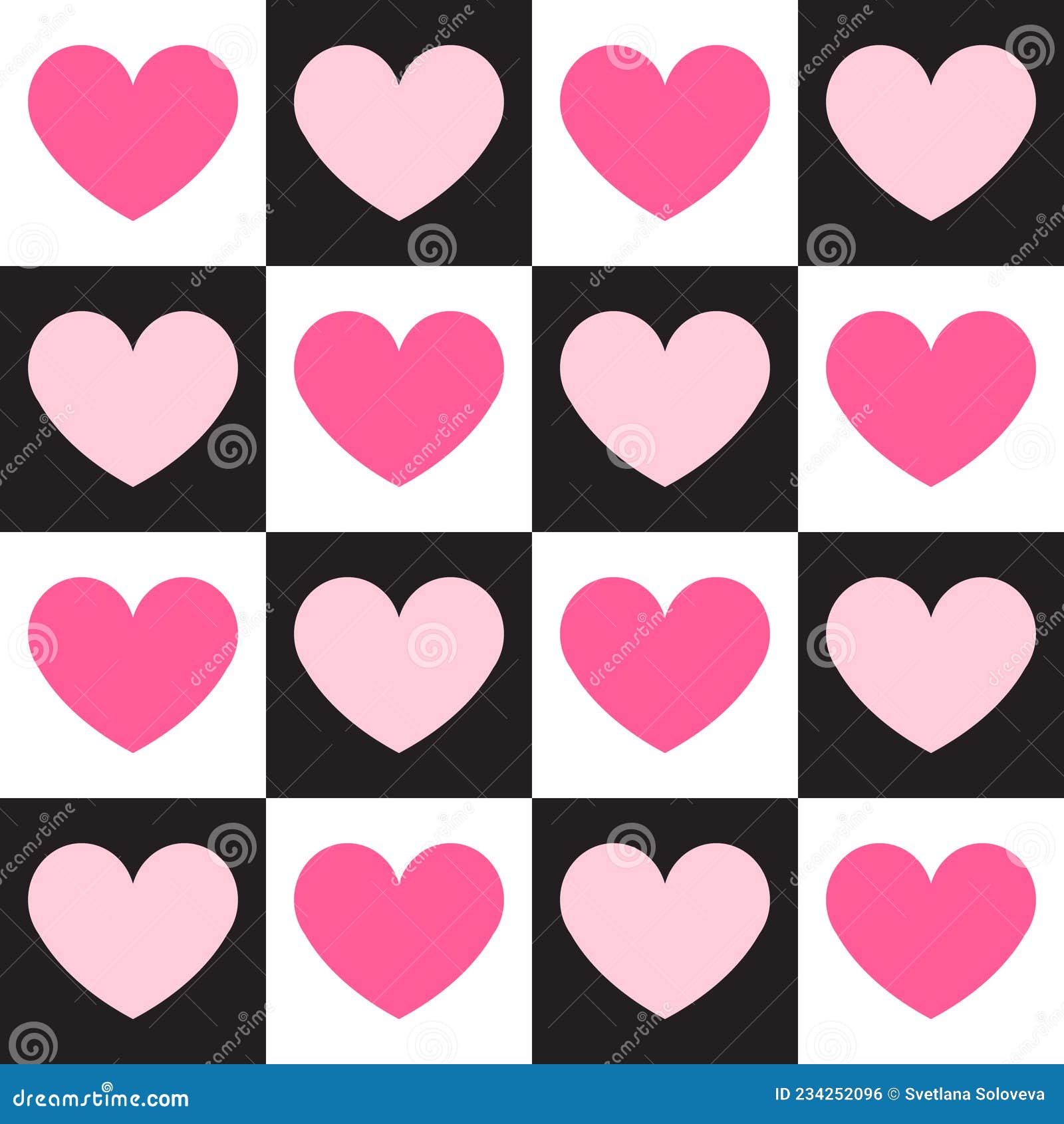 Vector Seamless Pattern of Chess Board and Heart Stock Vector ...
