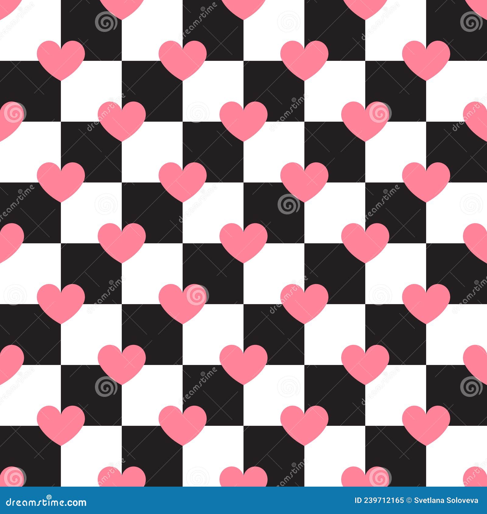 Vector Seamless Pattern of Chess Board with Hearts Stock Vector ...