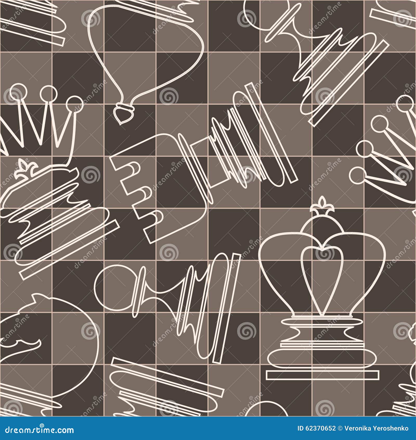 Vector Seamless Pattern with Chess Piece Stock Vector - Illustration of ...