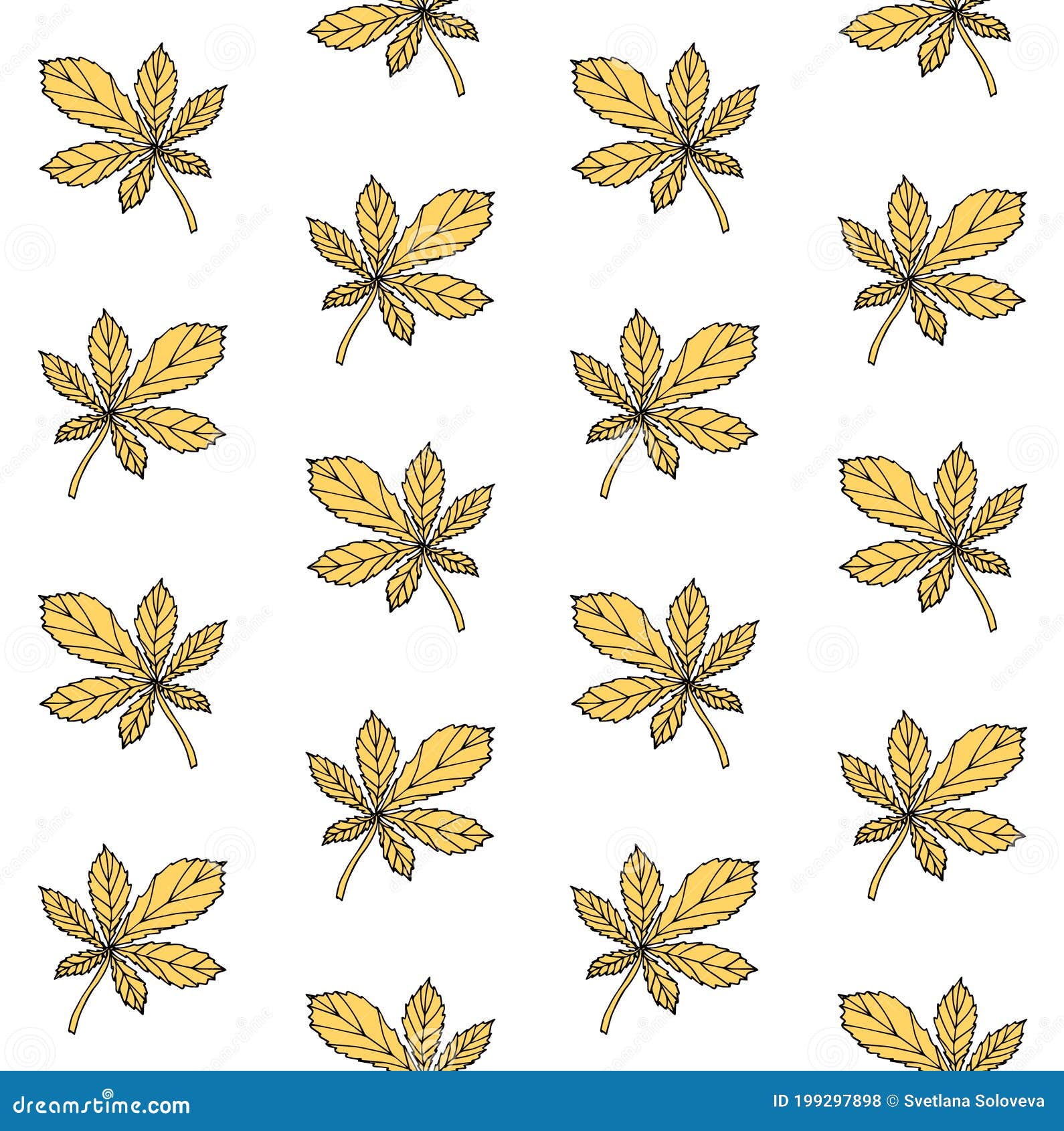 Vector Seamless Pattern of Chestnut Leaf Stock Photo - Image of design ...