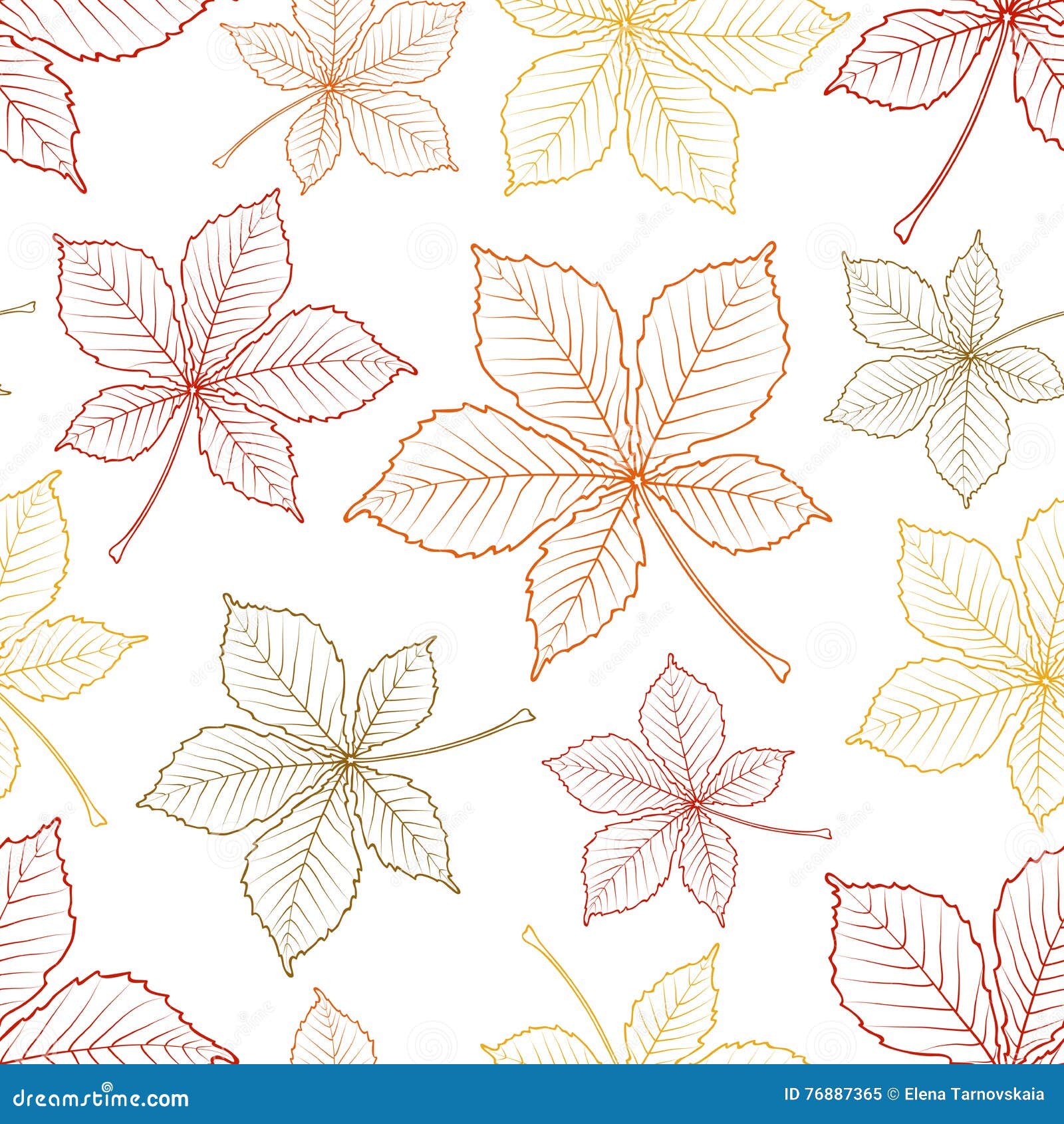 Vector Seamless Pattern of Chestnut Leaves Stock Vector - Illustration ...
