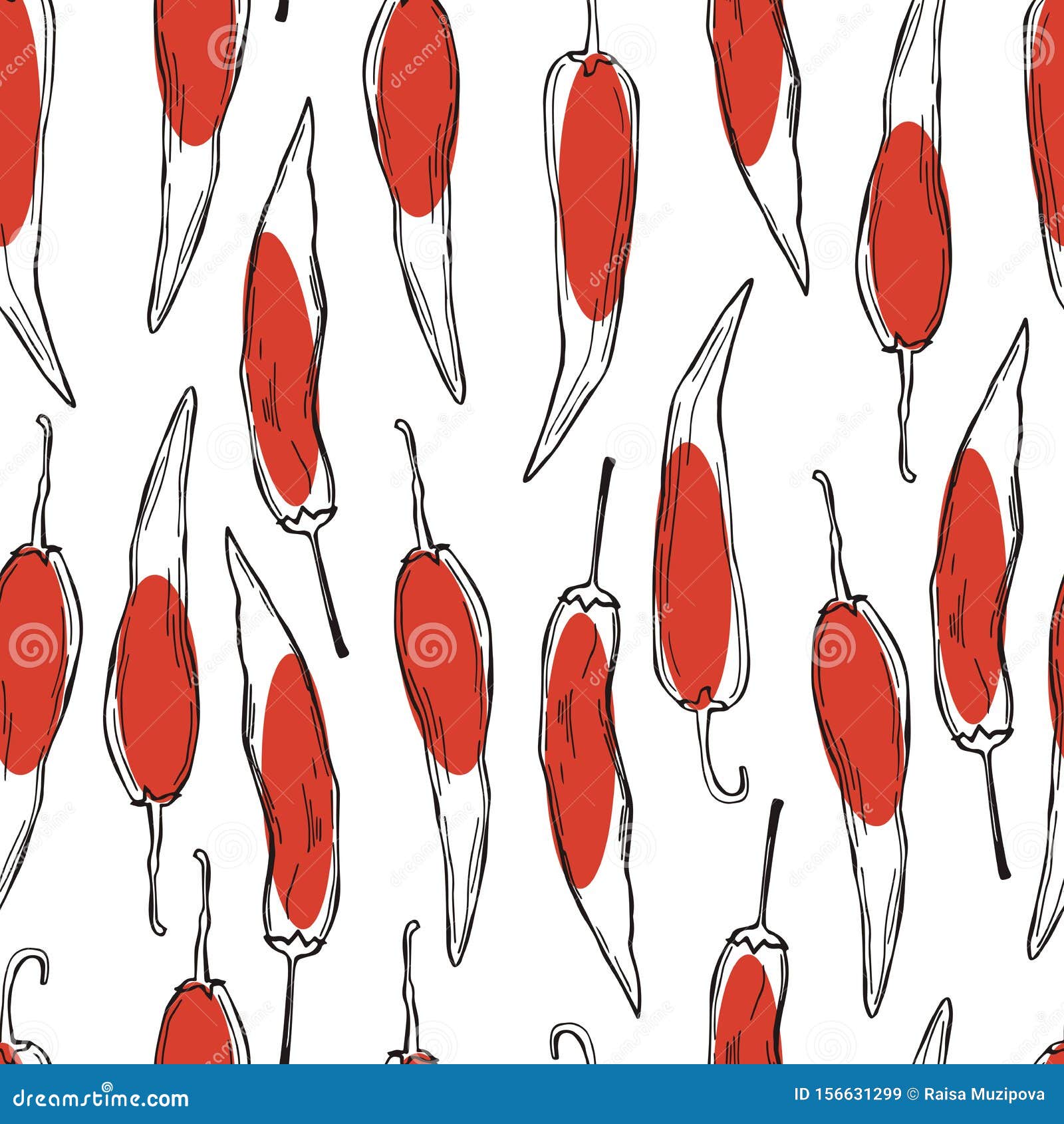 Vector Seamless Pattern with Chili Peppers Stock Vector - Illustration ...