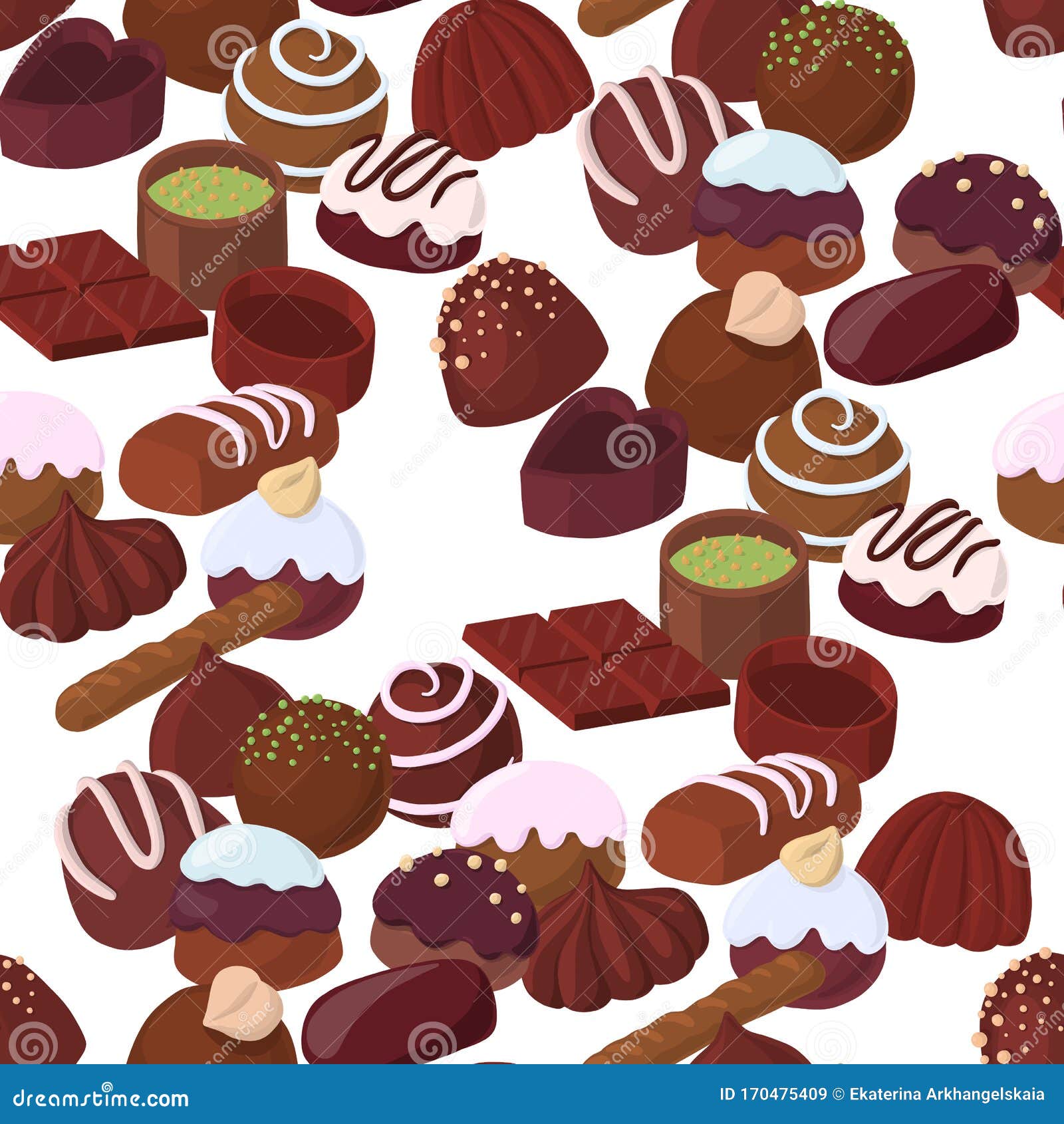 Vector Seamless Pattern with Chocolate Candies Stock Illustration ...