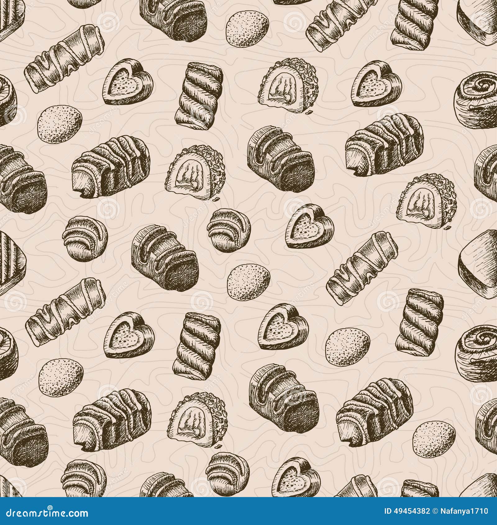 Vector Seamless Pattern with Chocolates Stock Illustration ...