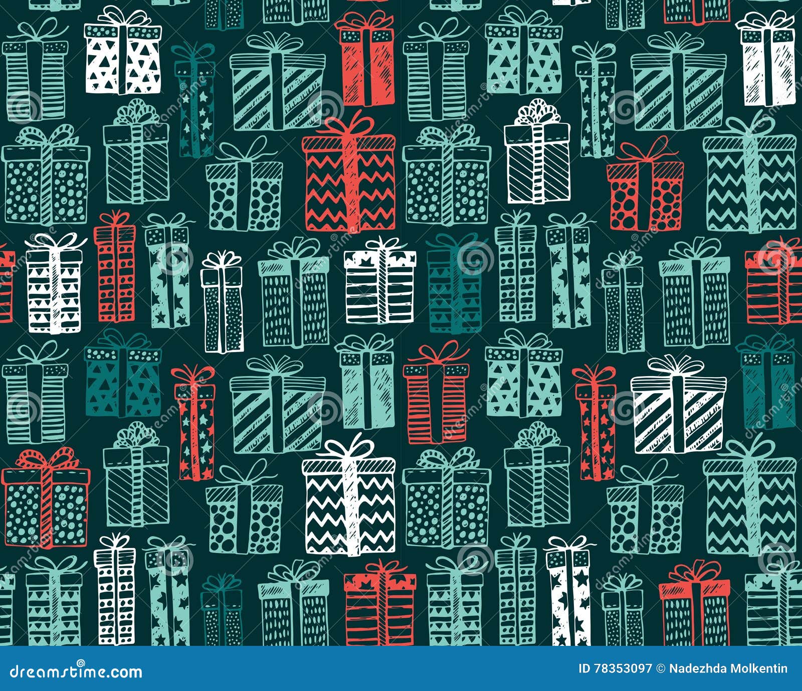 Seamless Christmas Present Pattern Stock Illustrations – 29,759 ...