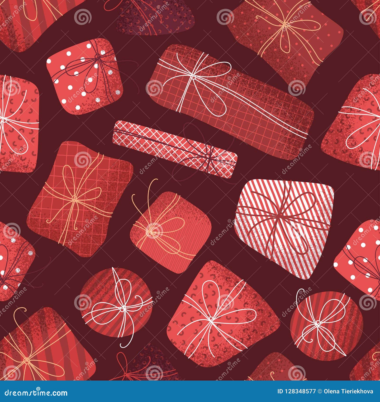 Vector Seamless Pattern of Christmas Gifts. Stock Vector - Illustration ...