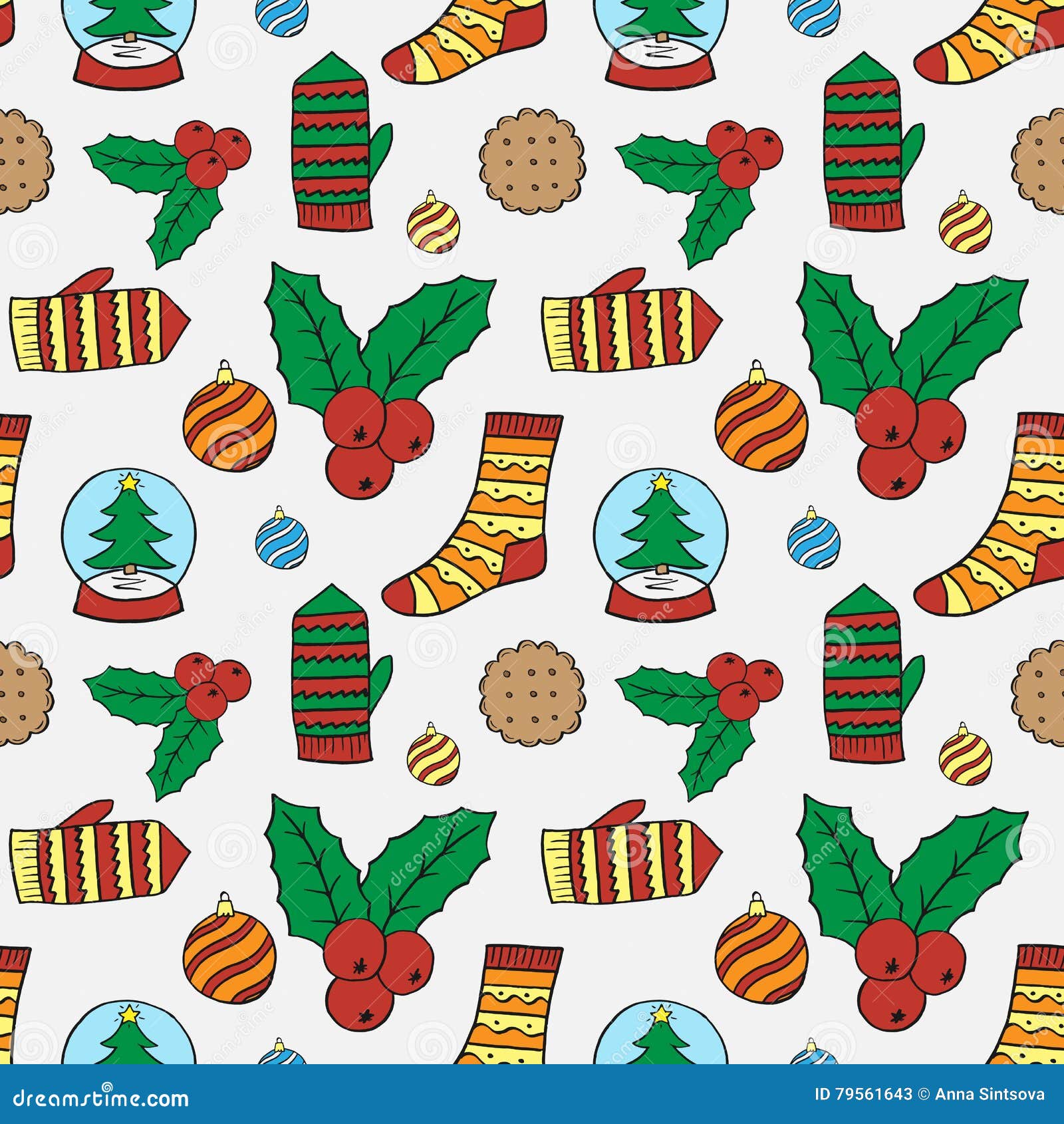 Vector Seamless Pattern with Christmas Stock Vector - Illustration of ...