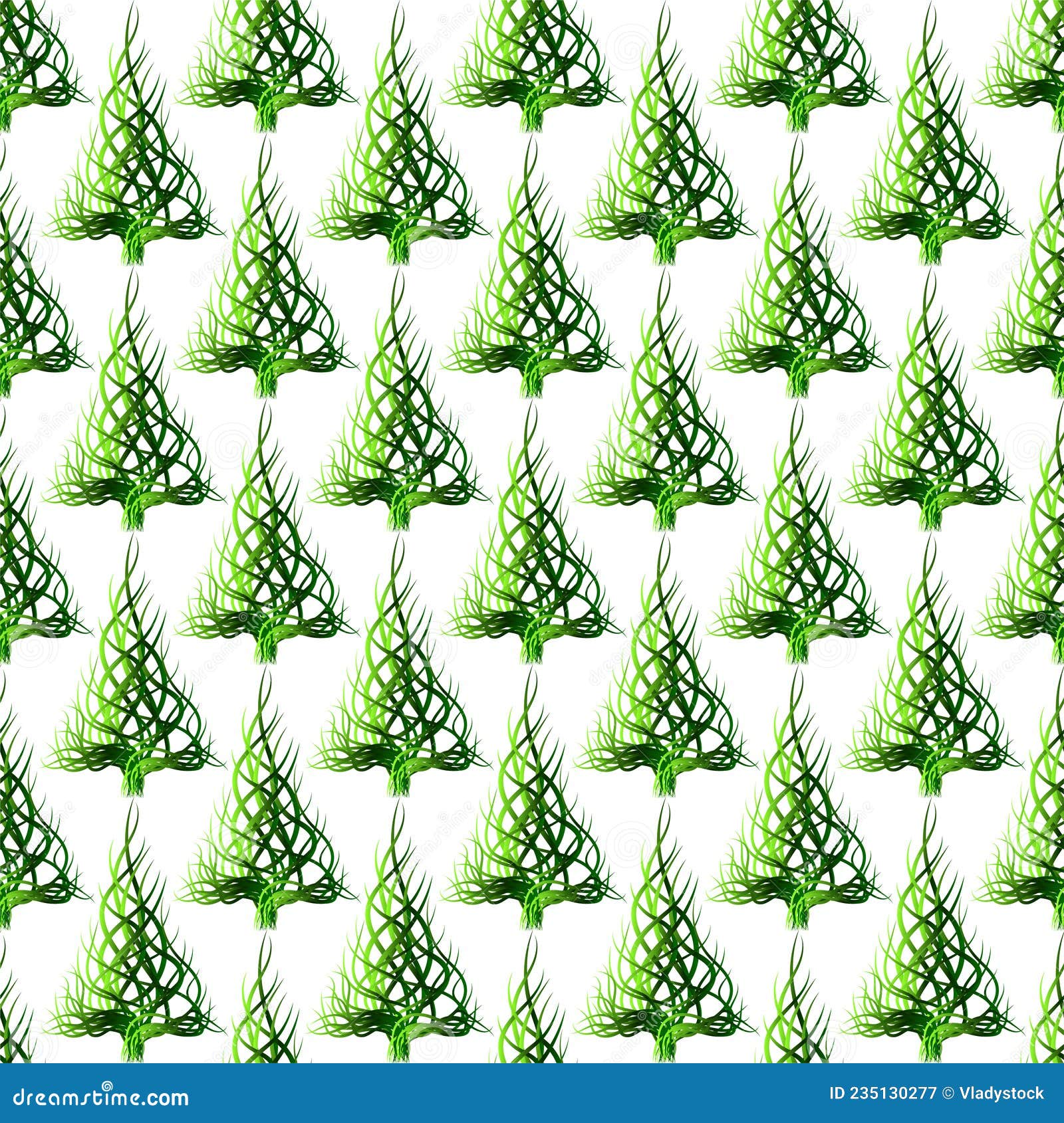 Vector Seamless Pattern with Christmas Tree of Wavy Lines Stock Vector ...