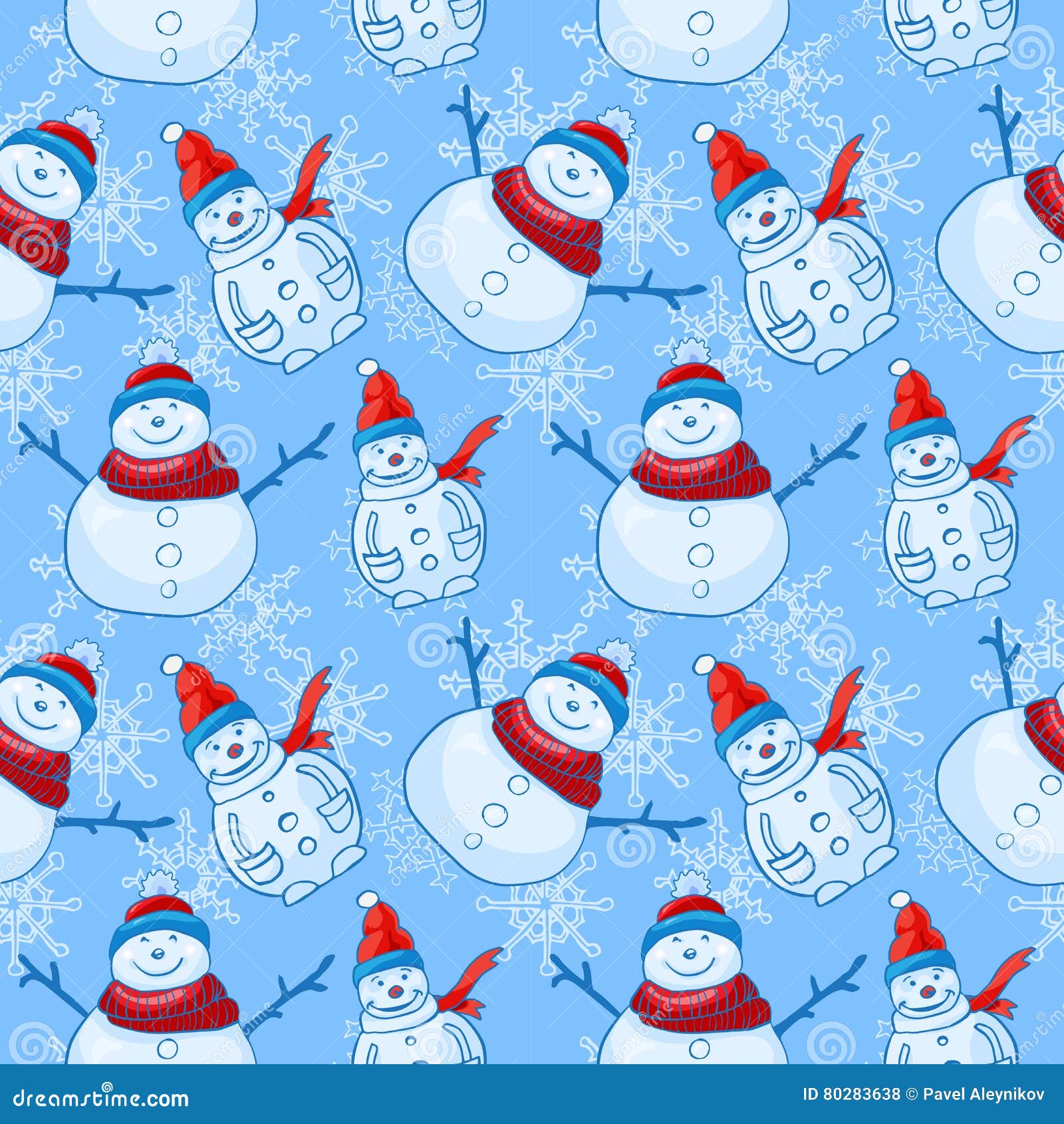 Vector Seamless Pattern. Christmas and Winter Theme. Snowmen. Stock ...