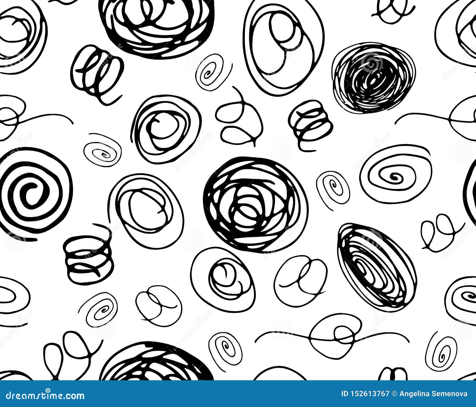 Vector Seamless Pattern with Circles of Different Size, Black on White ...