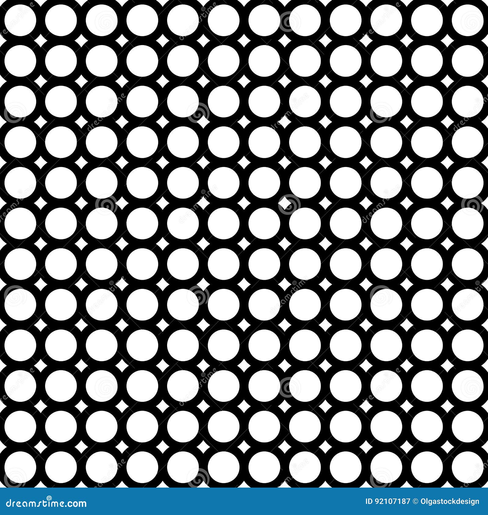 Vector Seamless Pattern, Circles & Rings, Black & White Stock Vector ...