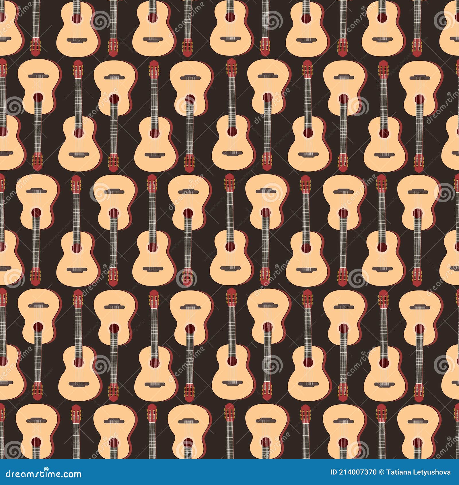Vector Seamless Pattern with Classic Yellow Guitars. Musical Background ...