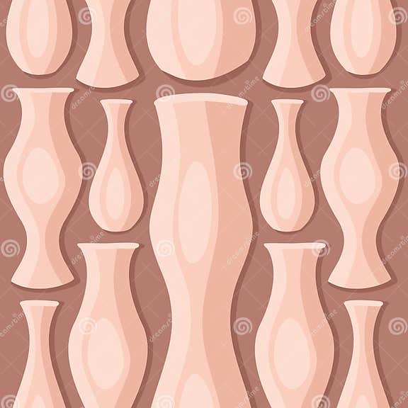 Vector Seamless Pattern with Clay Pottery Stock Illustration - Illustration of decorative, warm ...