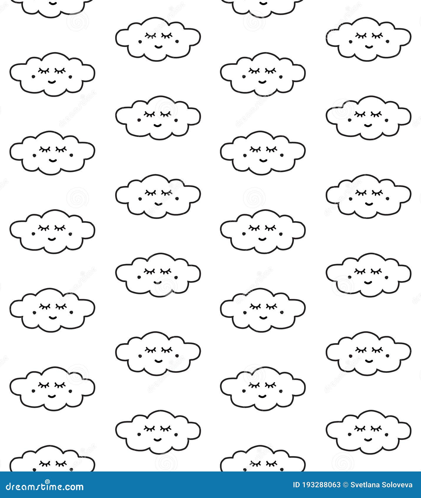 Vector Seamless Pattern of Cloud with Face Stock Illustration ...