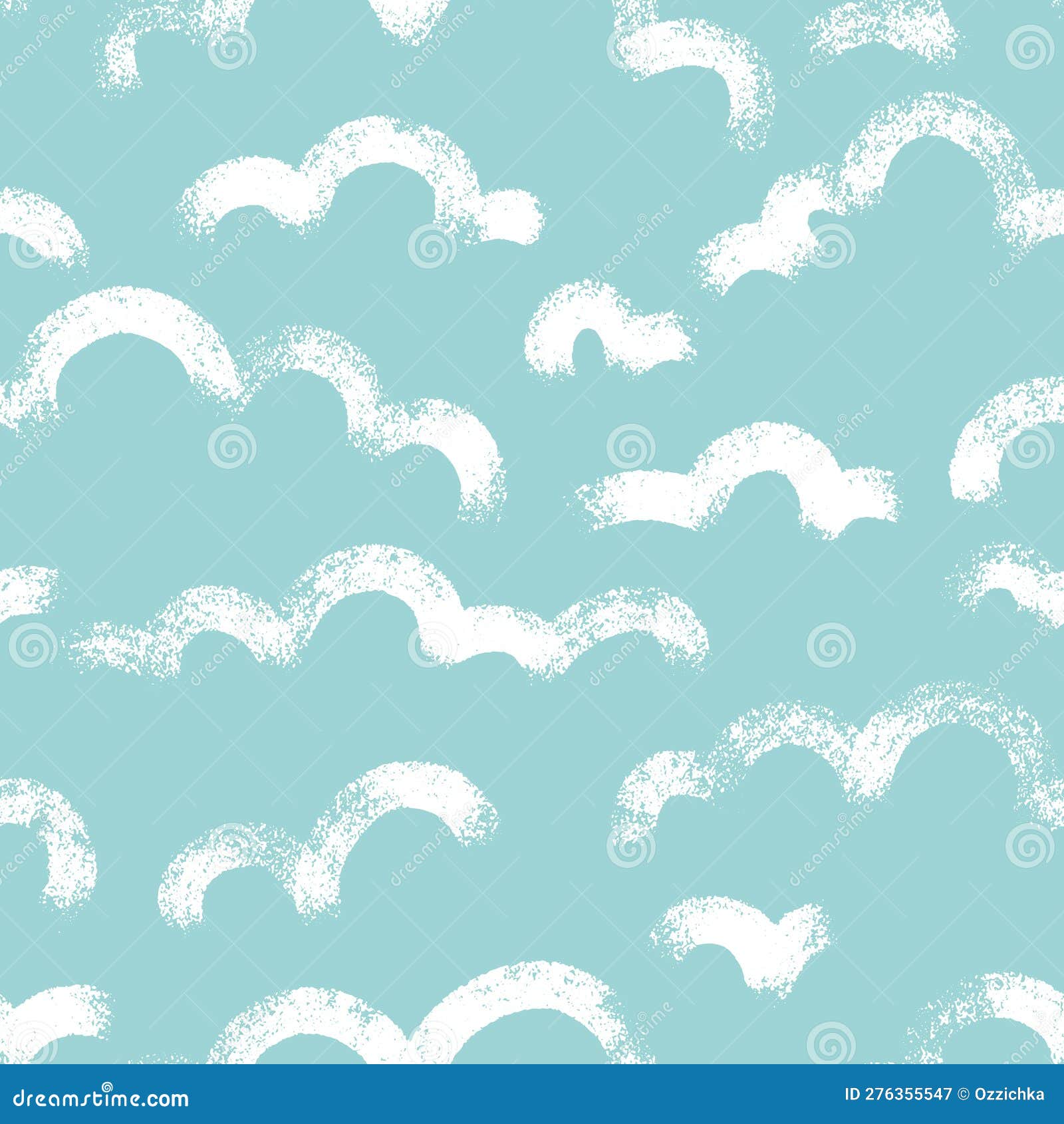 Vector Seamless Pattern with Clouds. Dry Brush Hand Drawn Linear ...