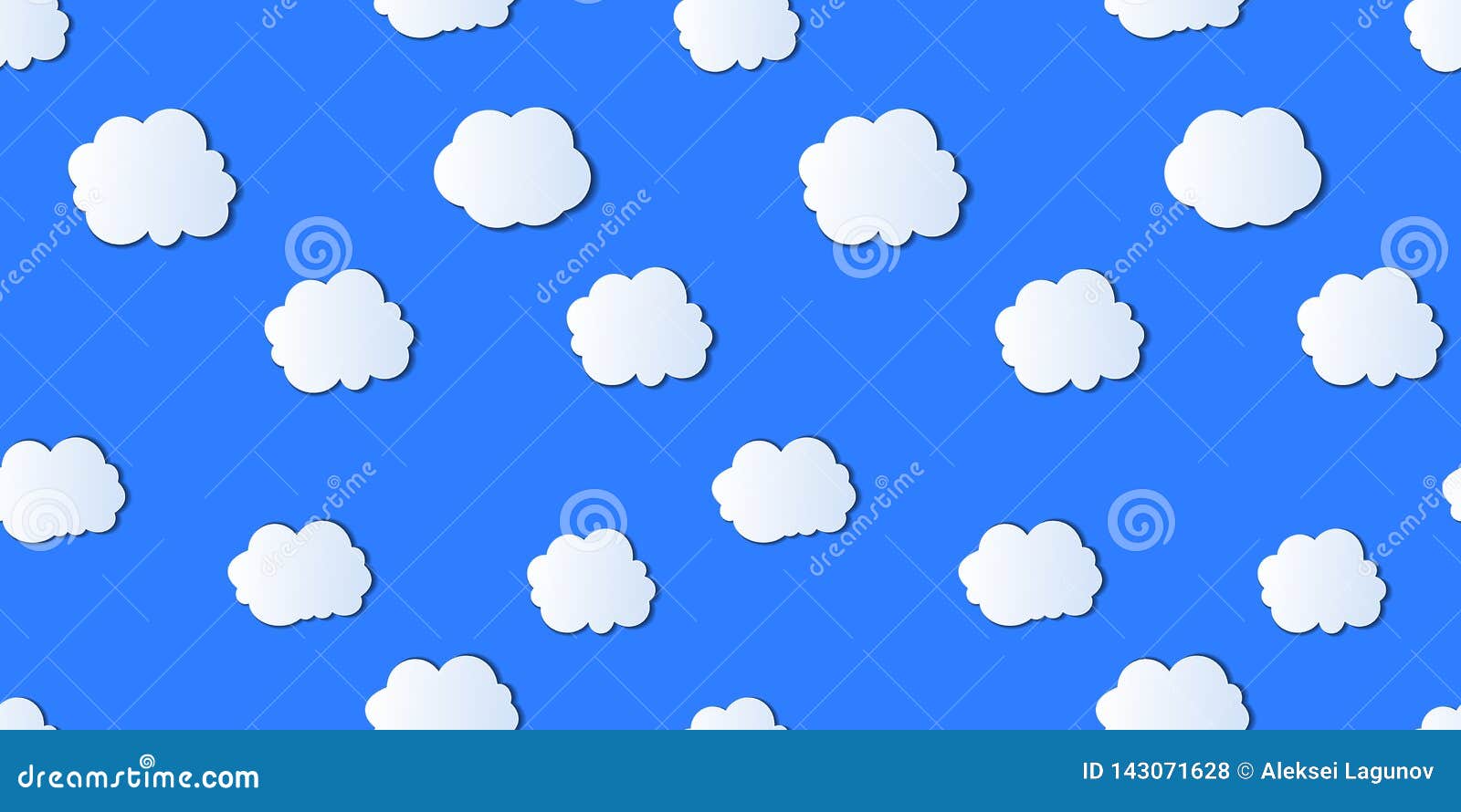 Vector Seamless Pattern, Cloudy Sky, Bright Light Blue Color. Stock ...