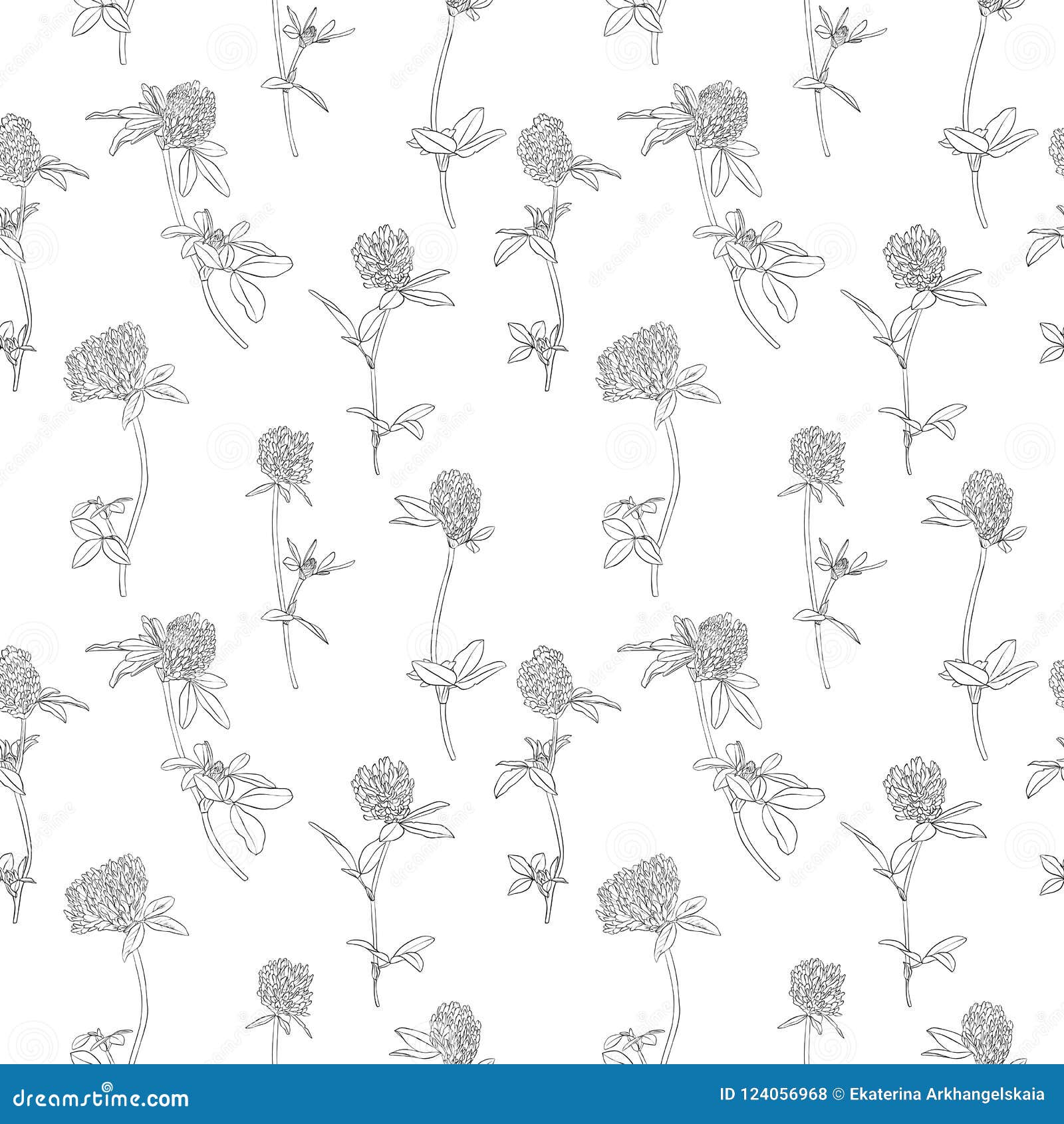 Vector Seamless Pattern with Clover Flowers Stock Vector - Illustration ...