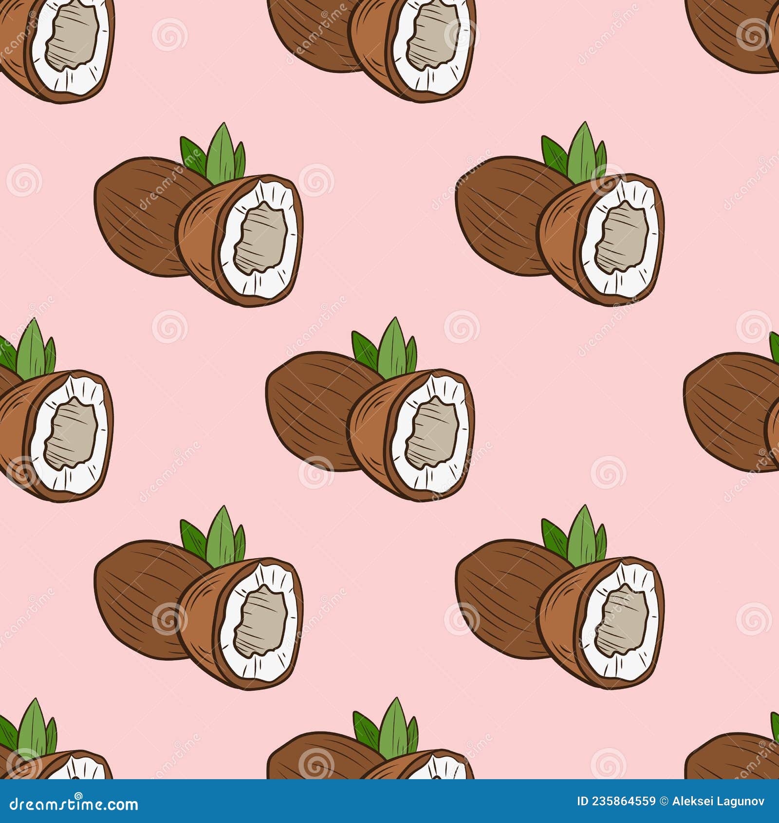 Coconuts Hand Drawn Exotic Tropical Fruit Vector Post, Flyer And Label ...