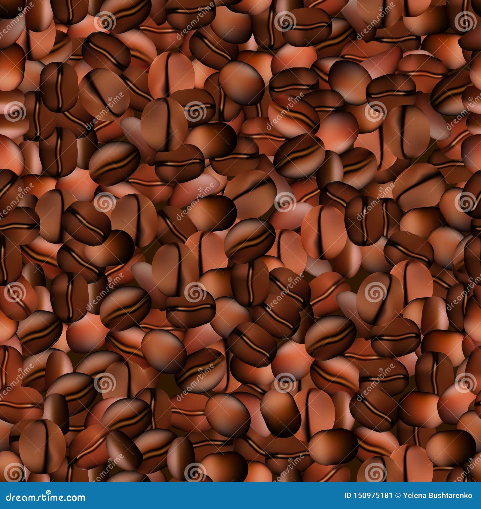 Vector Seamless Pattern of Coffee Beans, Coffee Beans Textures of ...