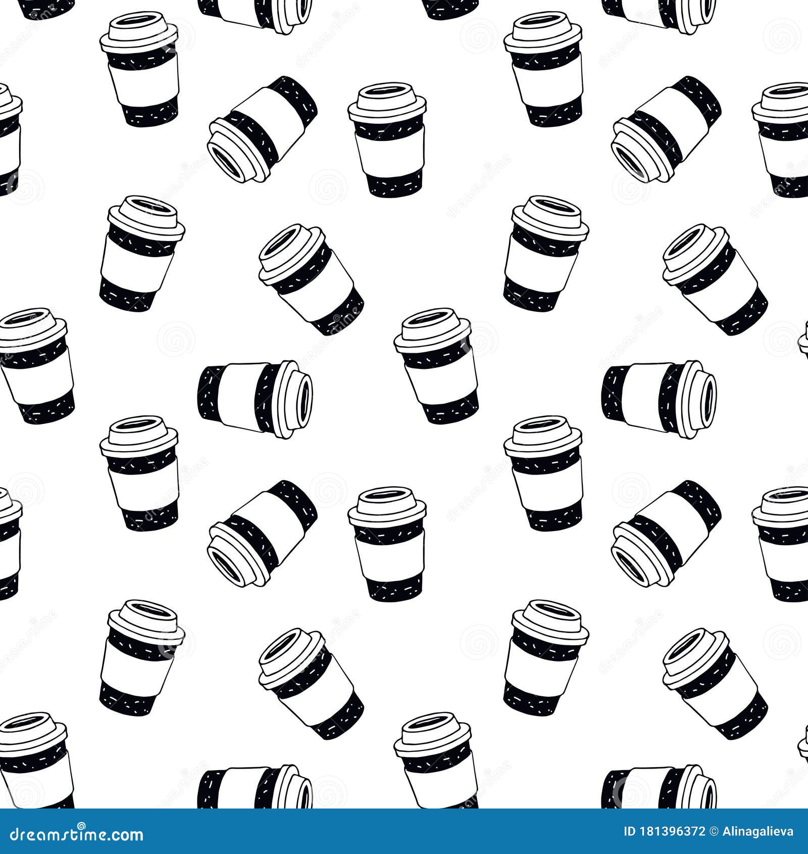Vector Seamless Pattern with Coffee Cup on White Background for Bakery ...