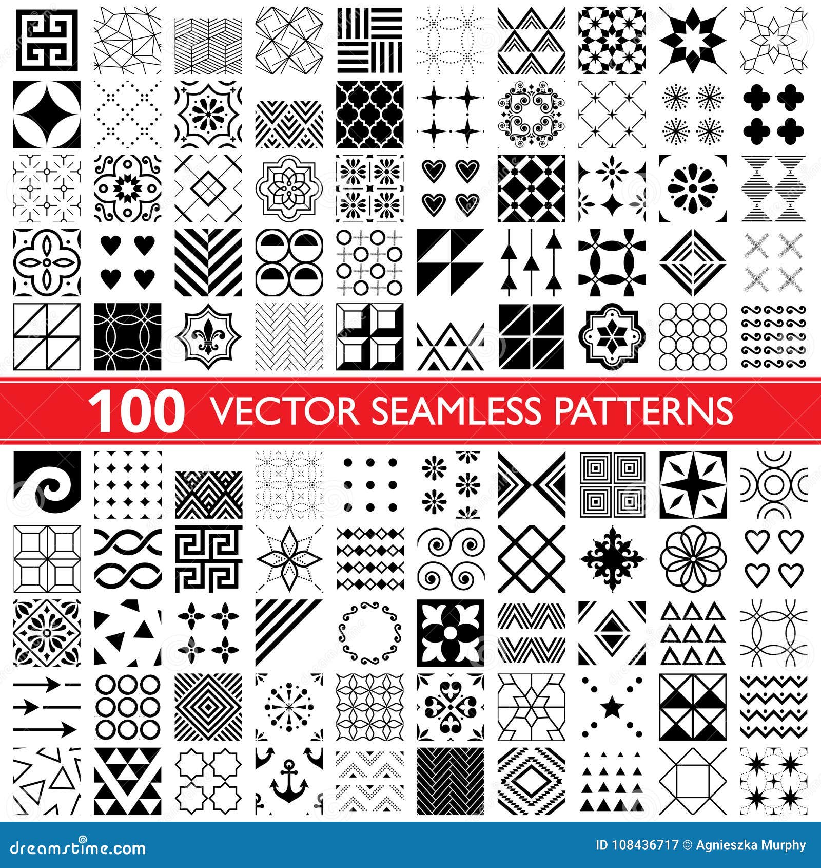 100 Vector Seamless Pattern Collection, Geometric Universal Patterns ...