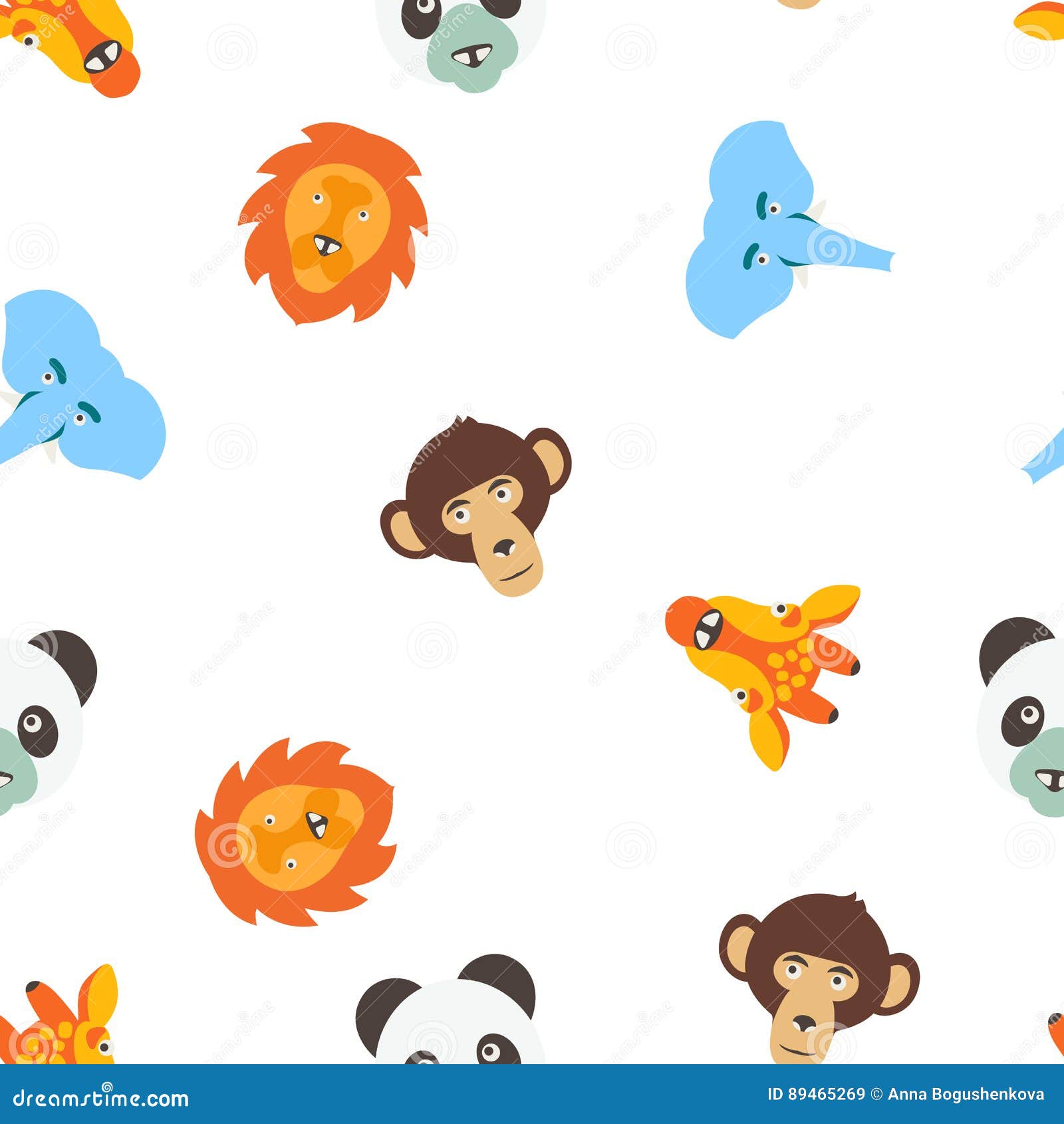 Vector Seamless Pattern of Color Animals Stock Vector - Illustration of ...