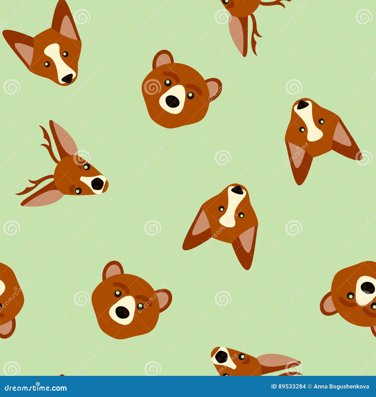 Vector Seamless Pattern of Color Animals Stock Vector - Illustration of ...