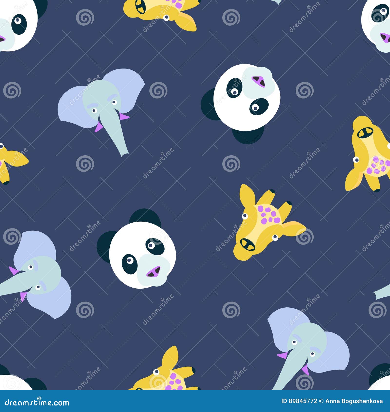 Vector Seamless Pattern of Color Animals Stock Vector - Illustration of ...