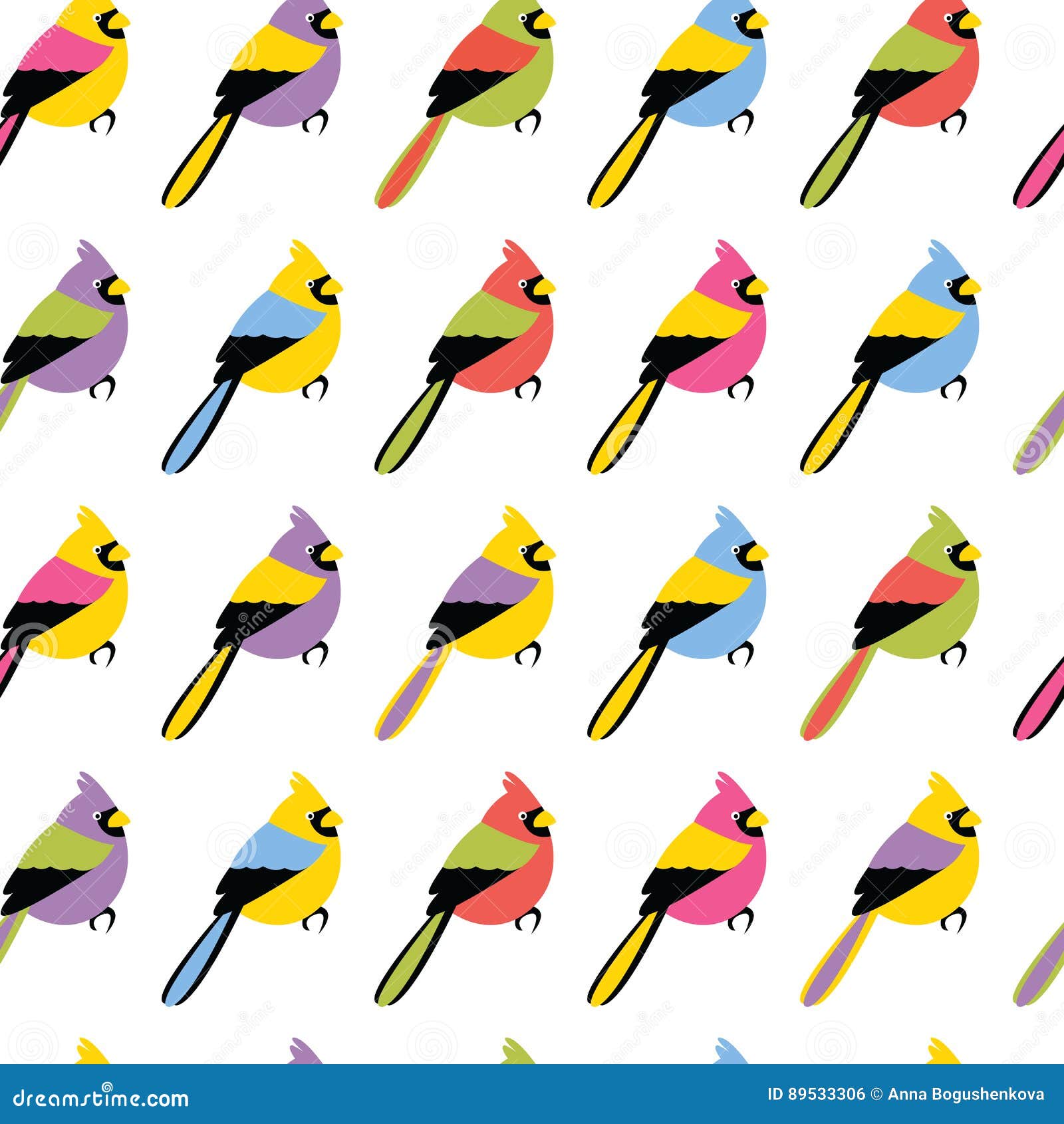 Vector Seamless Pattern with Color Birds Stock Vector - Illustration of ...