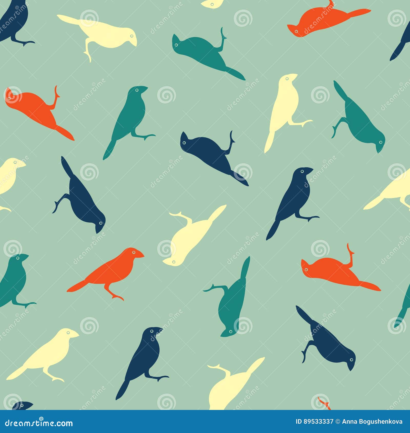 Vector Seamless Pattern with Color Birds Stock Vector - Illustration of ...