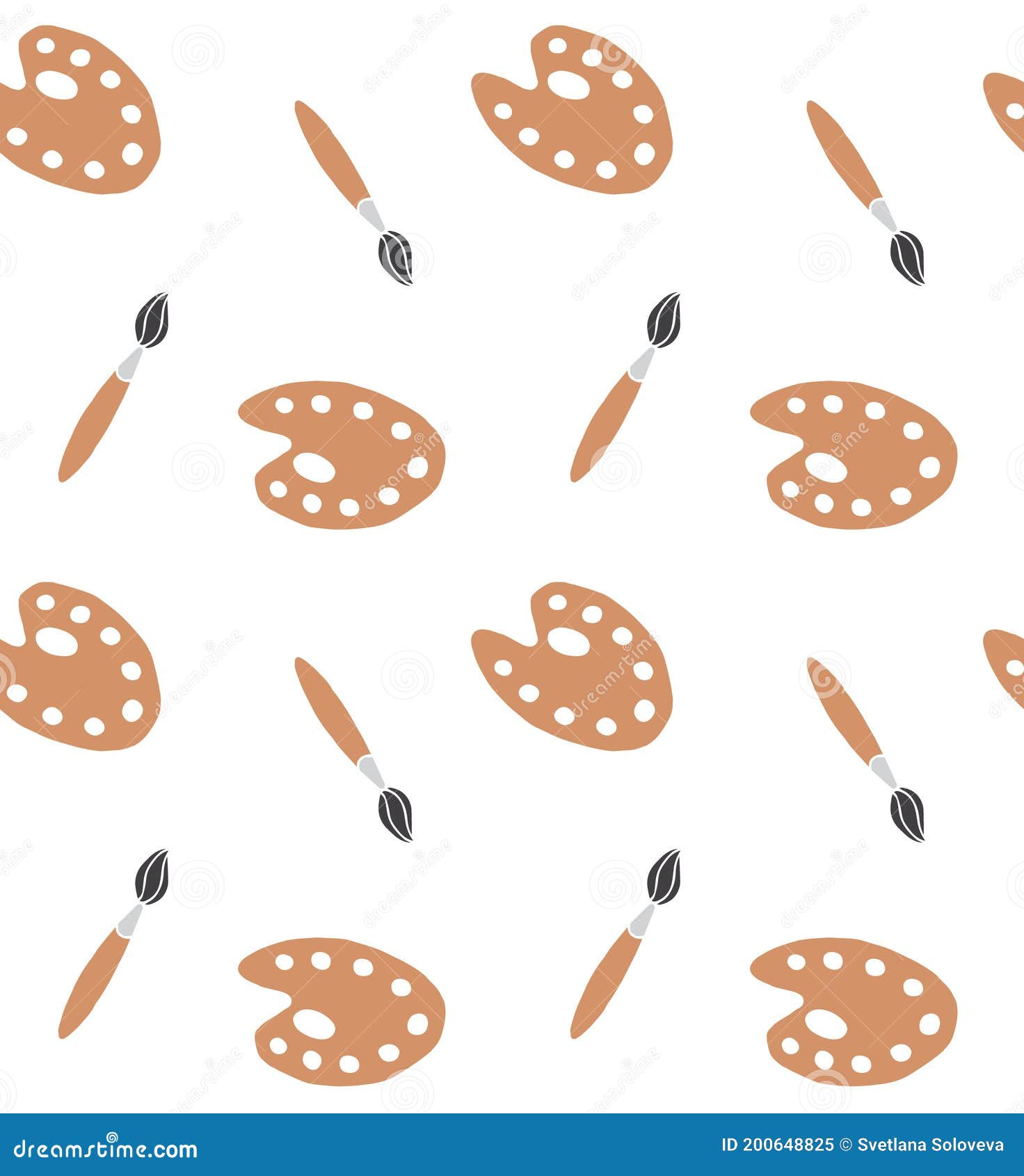 Vector Seamless Pattern of Color Brush and Palette Stock Vector ...