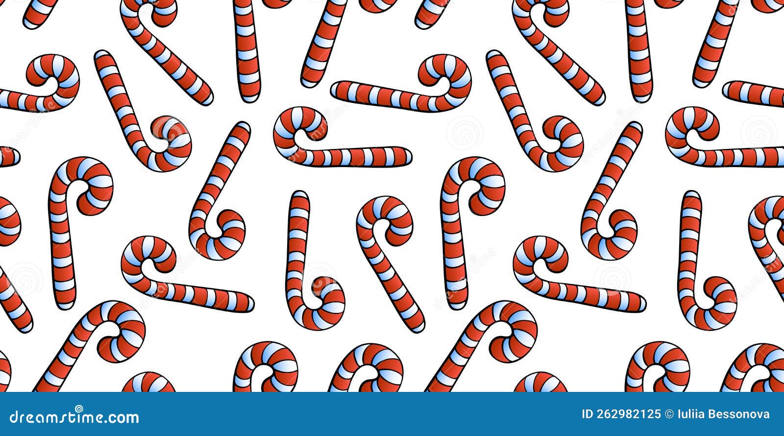 Vector Seamless Pattern with Color Candy Cane, in Flat Style. Festive ...