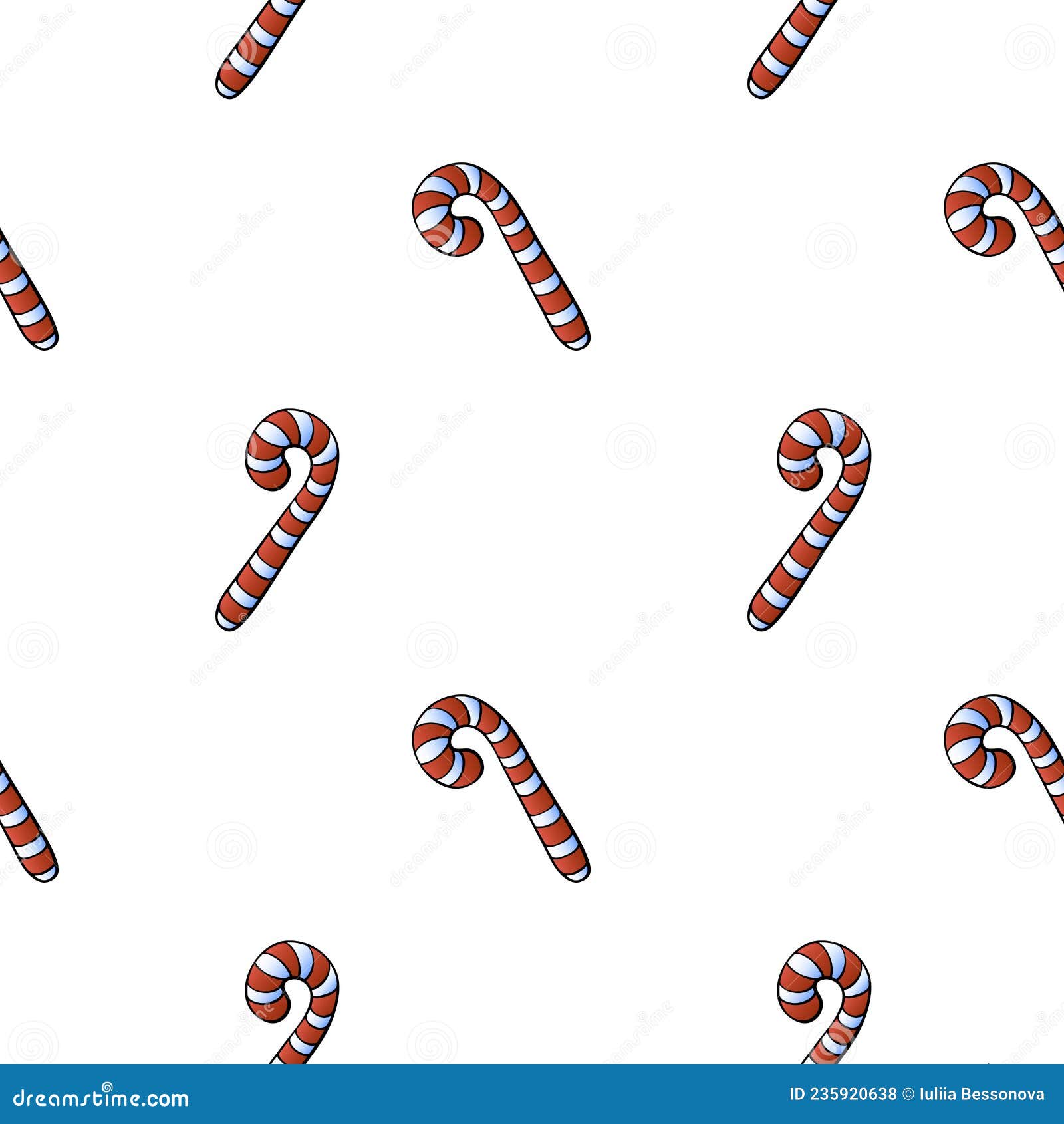 Vector Seamless Pattern with Color Candy Cane, in Flat Style. Festive ...