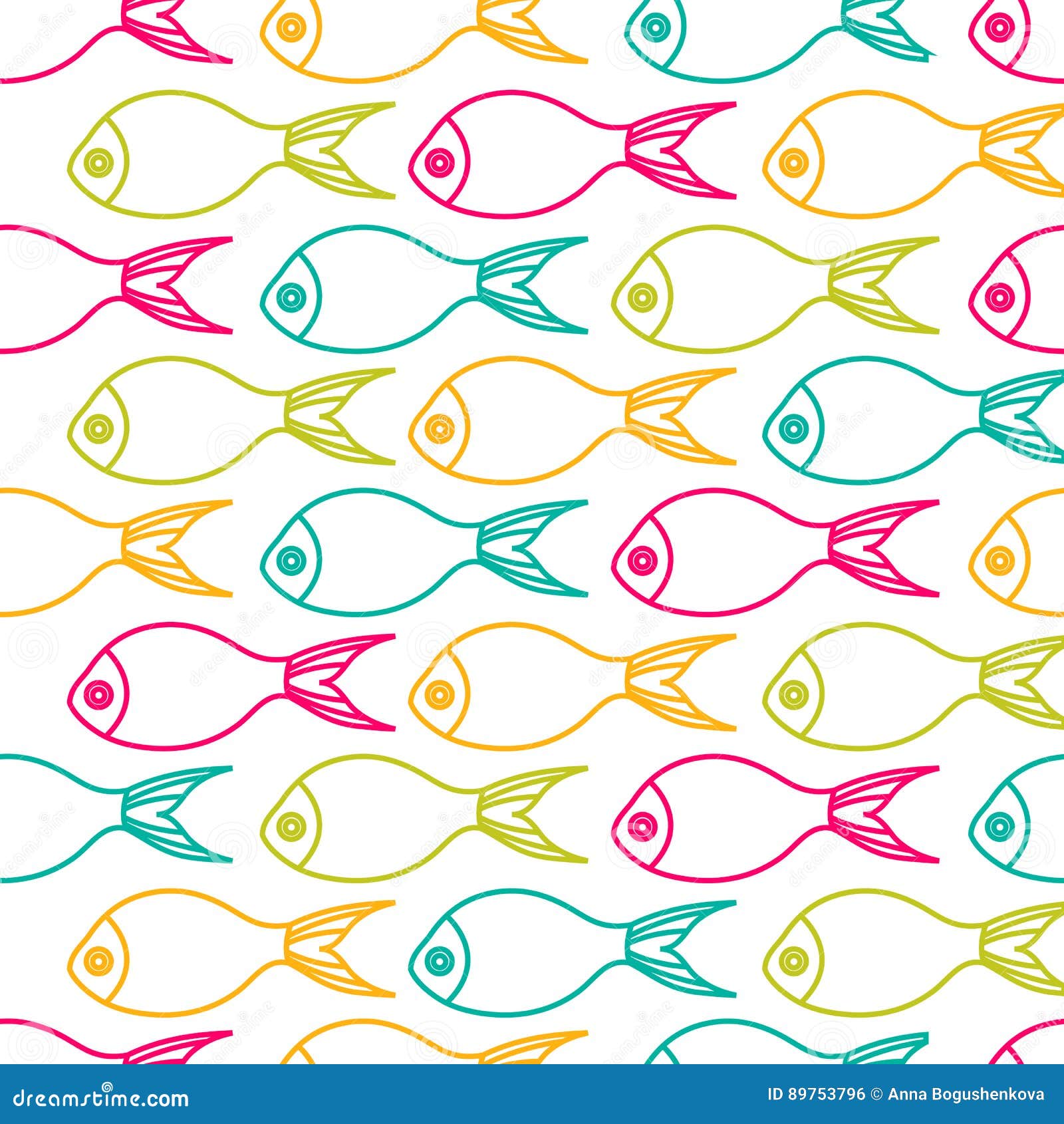 Vector Seamless Pattern with Color Fishes Stock Vector - Illustration ...