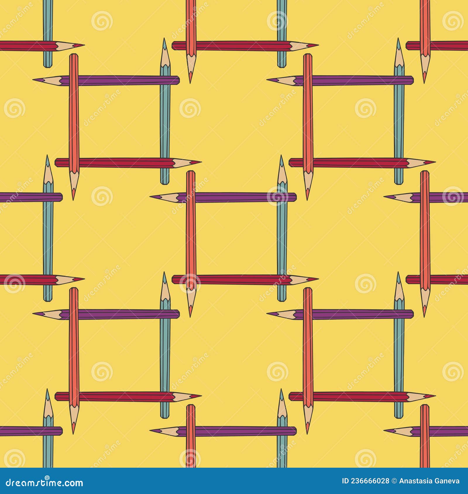 Vector Seamless Pattern with Color Pencils. Stock Vector - Illustration ...
