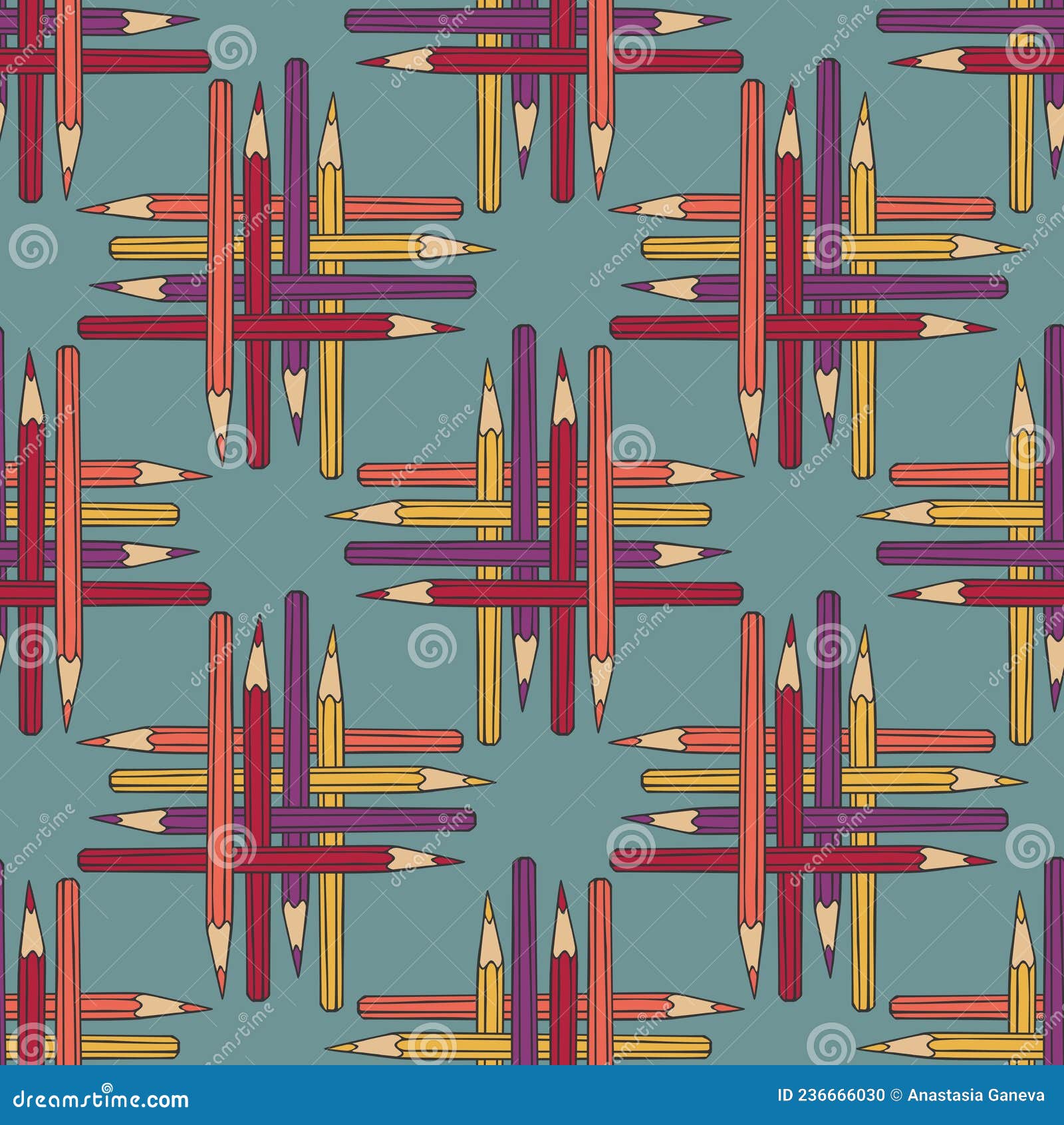 Vector Seamless Pattern with Color Pencils Stock Vector - Illustration ...