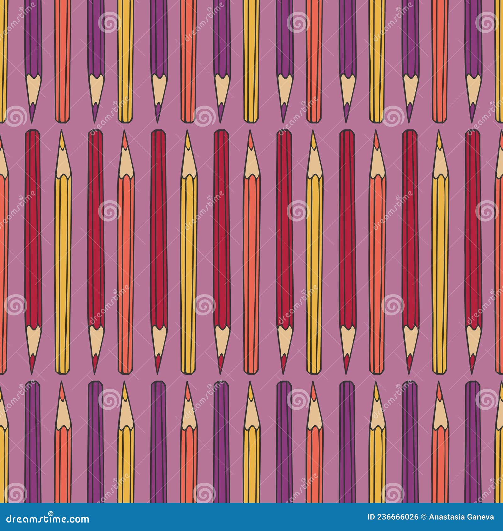 Vector Seamless Pattern with Color Pencils. Stock Vector - Illustration ...