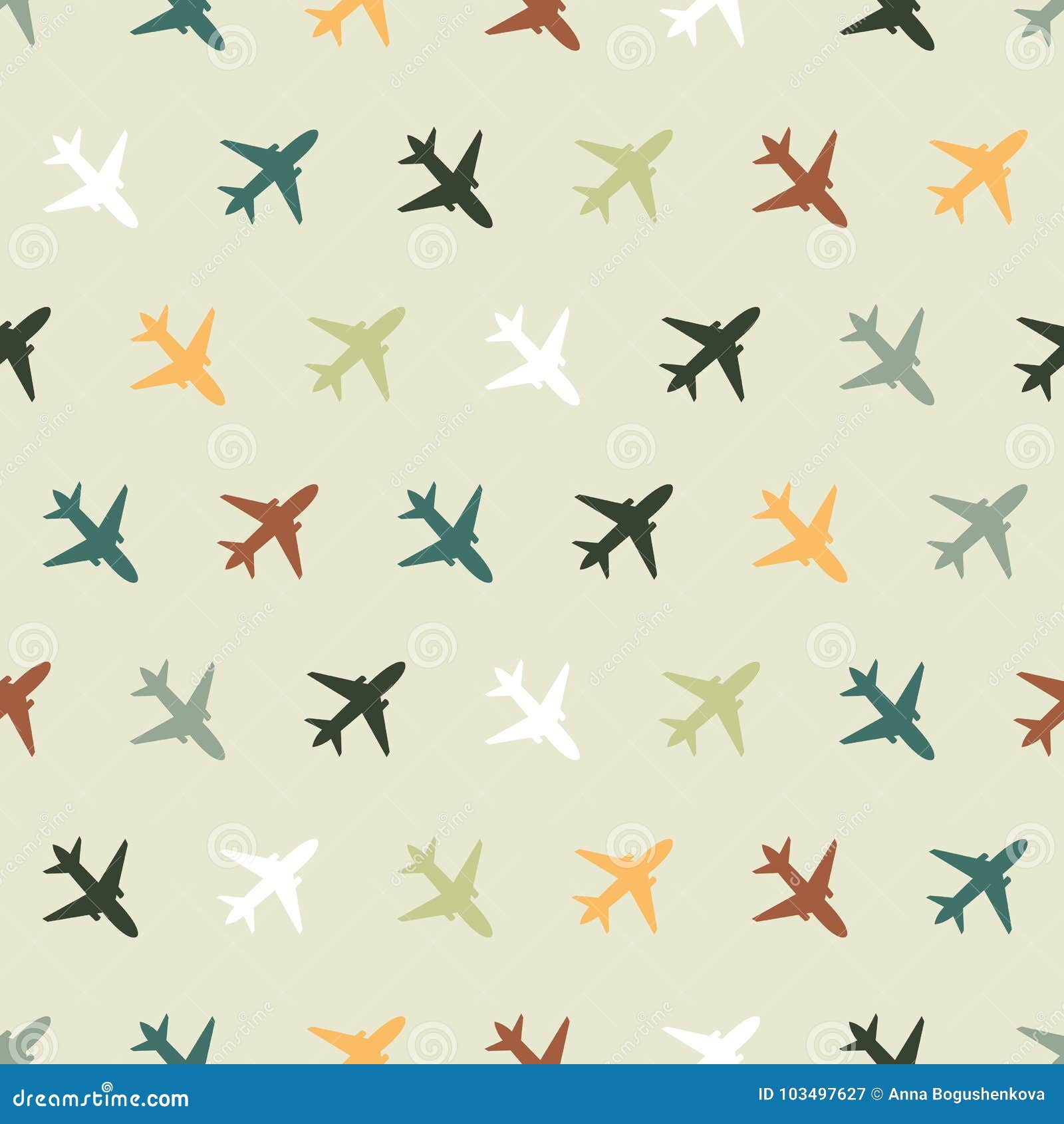 Vector Seamless Pattern with Color Planes for Kids Stock Vector ...