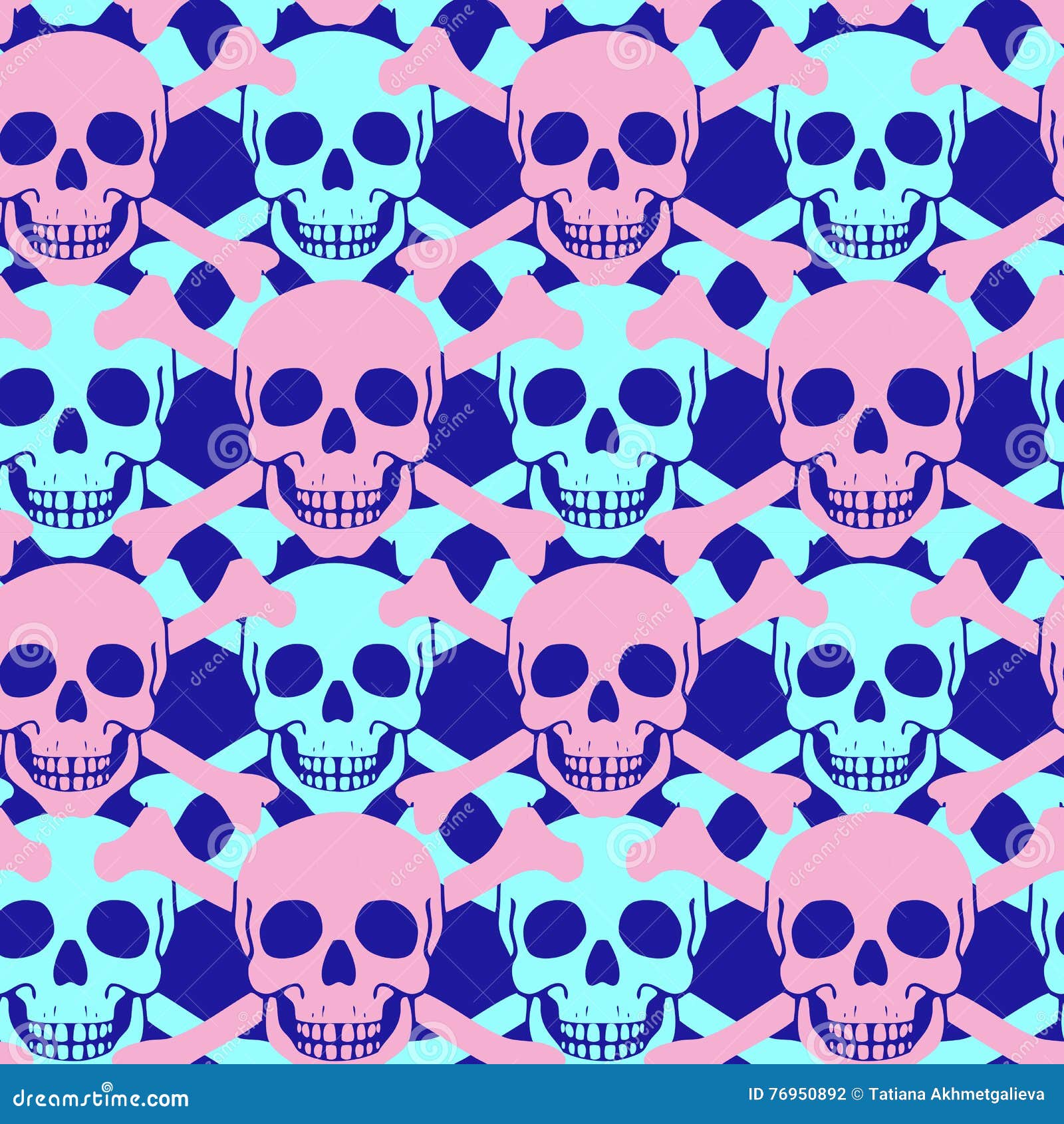 Vector Seamless Pattern with Color Skulls Stock Vector - Illustration ...