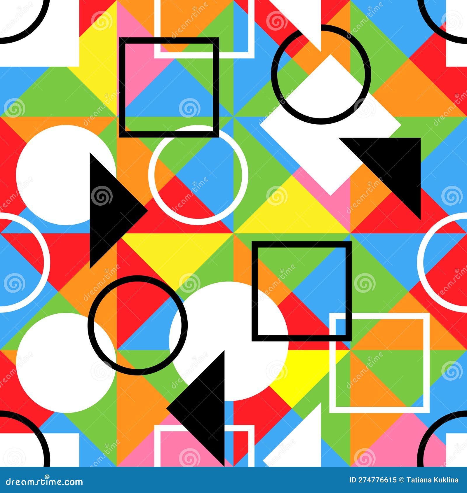 A Vector Seamless Pattern of Colored Abstract Geometric Shapes and Grid ...