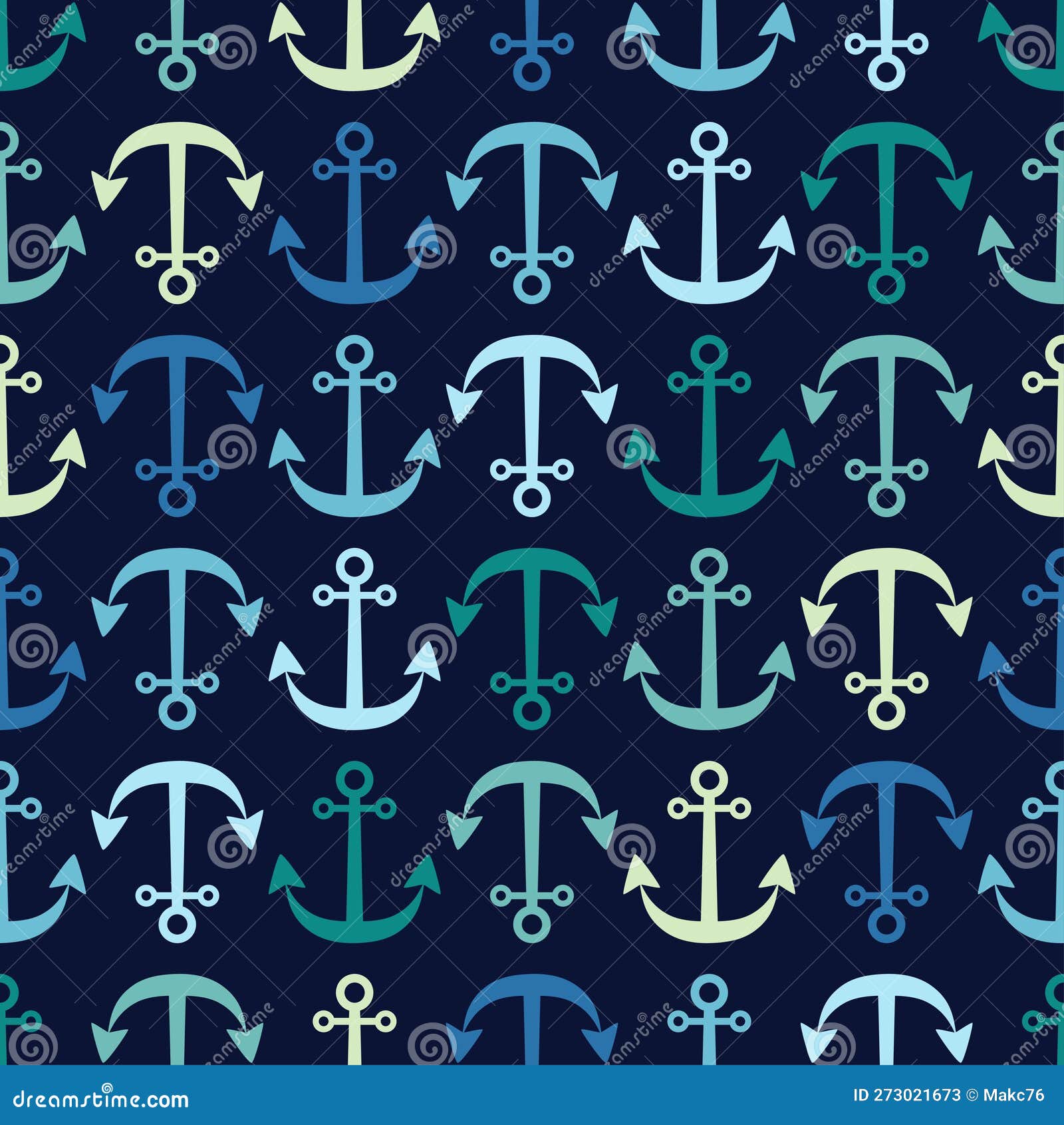 Vector Seamless Vector Pattern with Colored Anchors Stock Vector ...