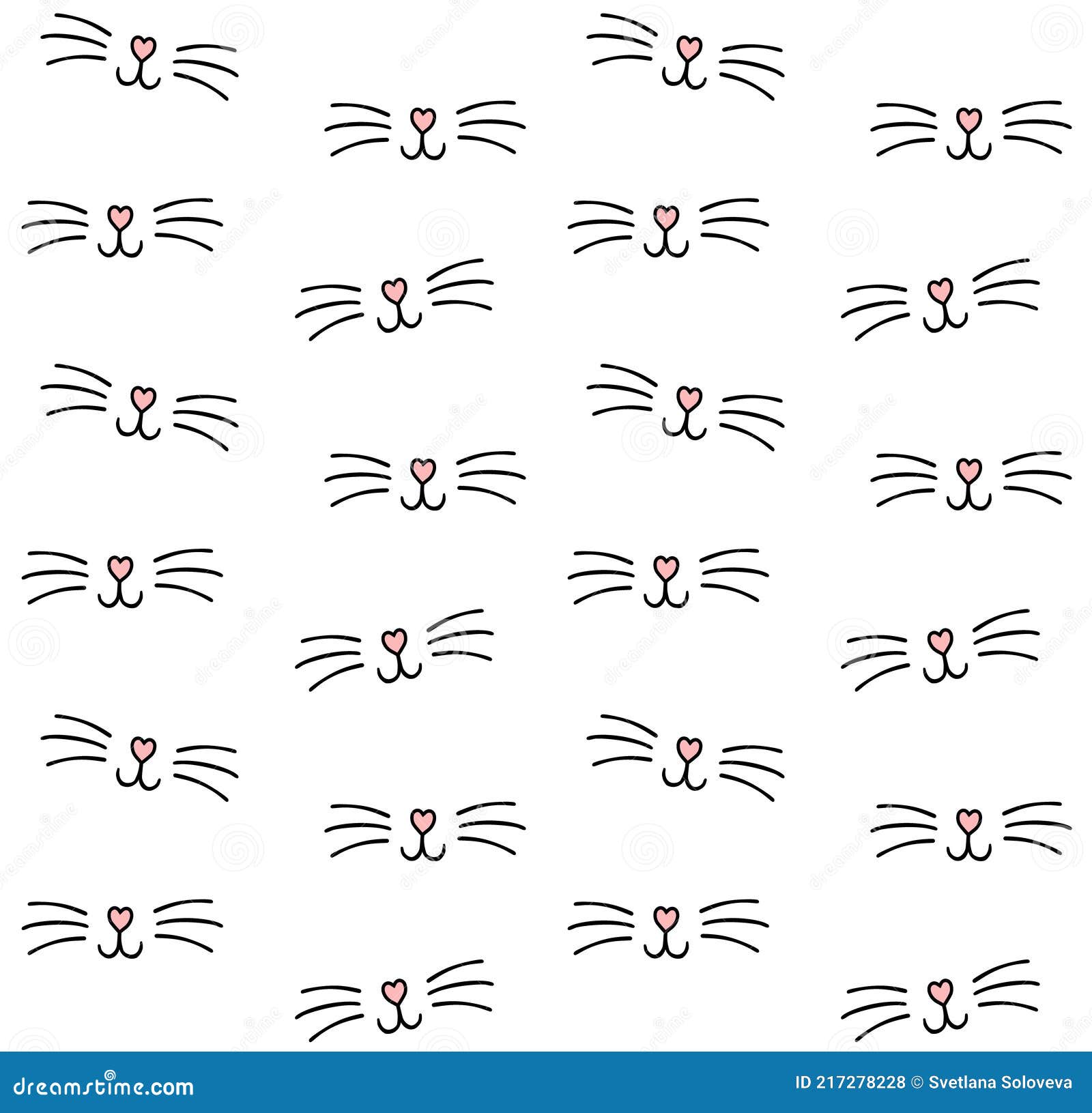 Vector Seamless Pattern of Colored Cat Nose Stock Vector - Illustration ...