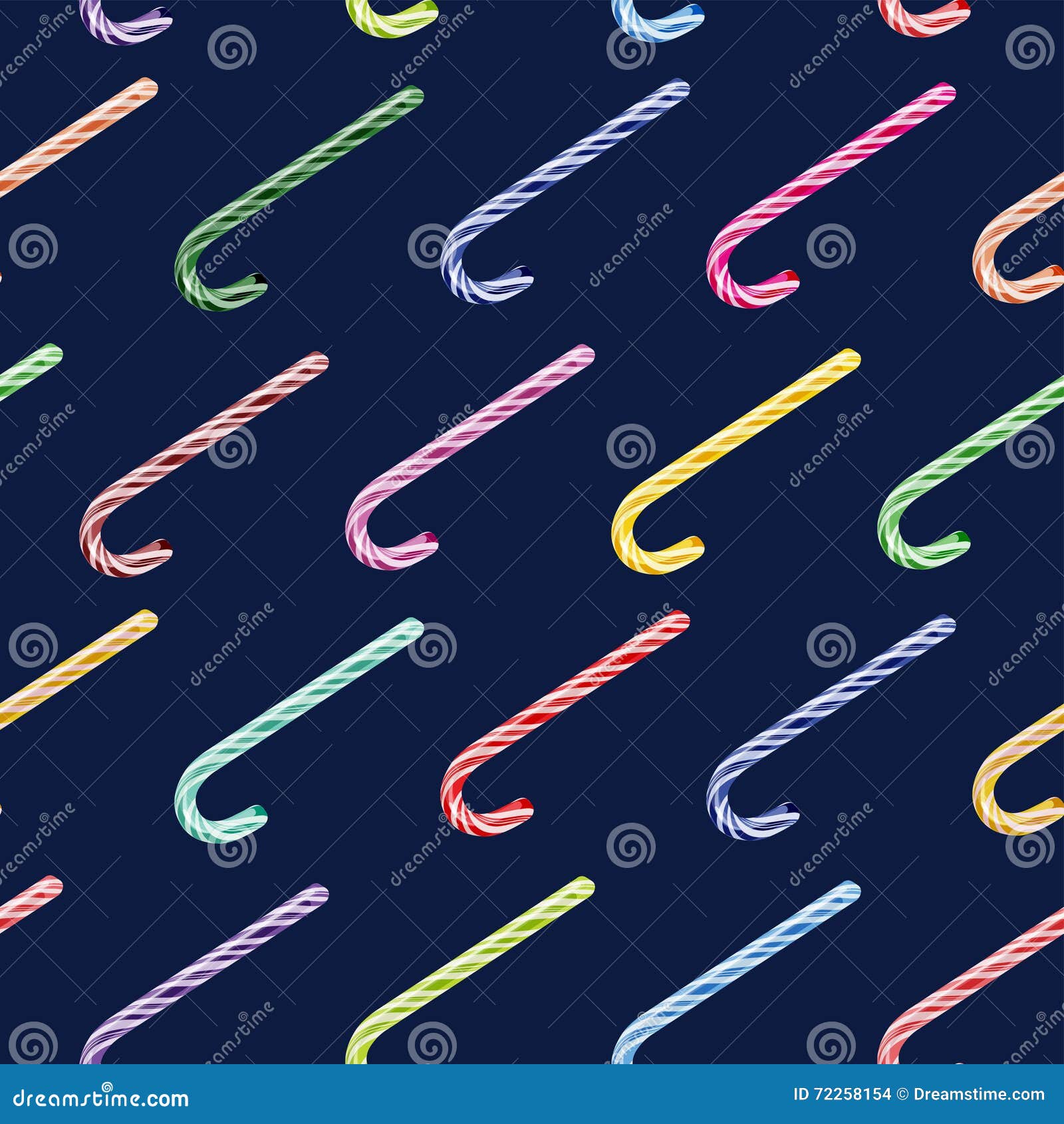 Vector Seamless Pattern with Colored Christmas Candy Cane Stock Vector ...