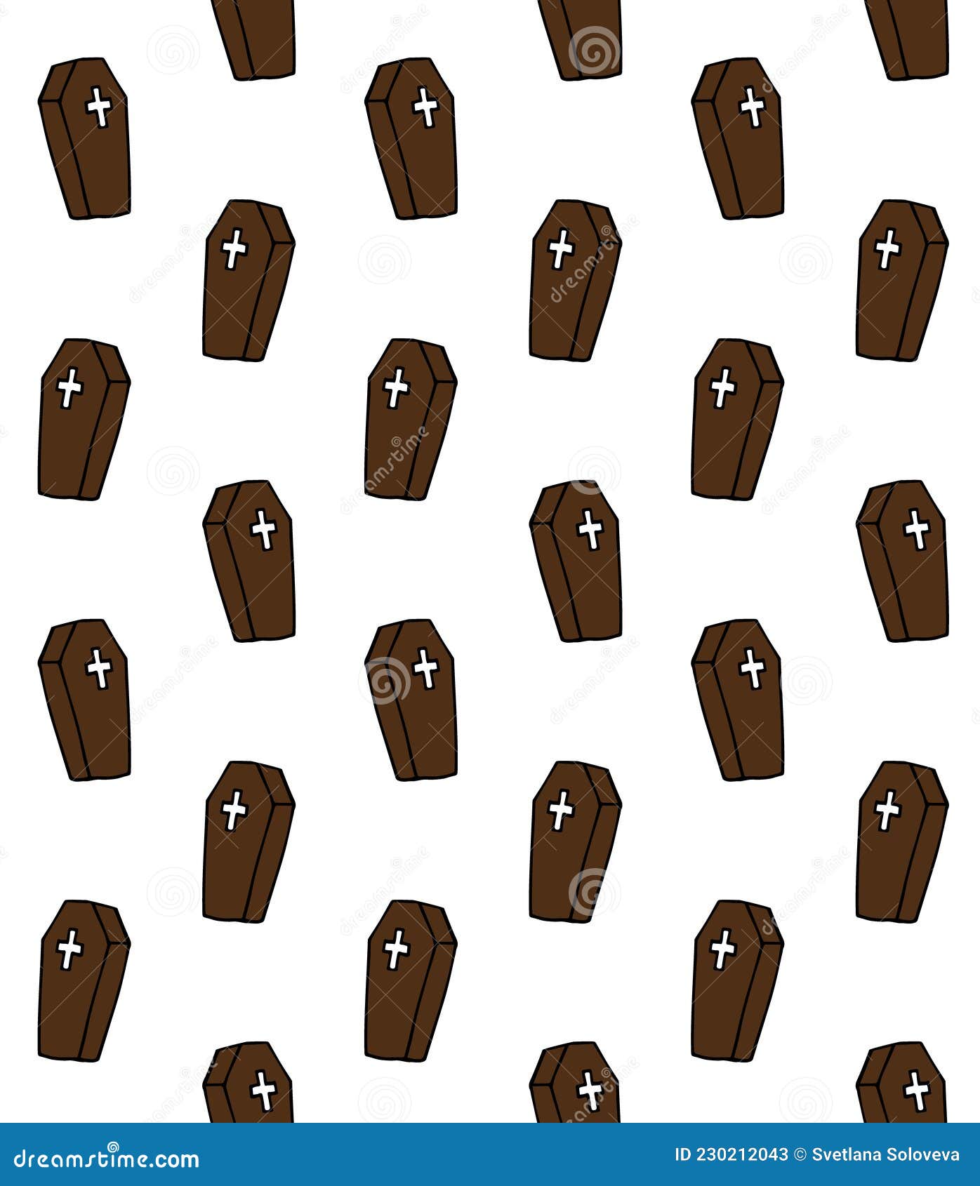 Vector Seamless Pattern of Coffin Stock Illustration - Illustration of ...