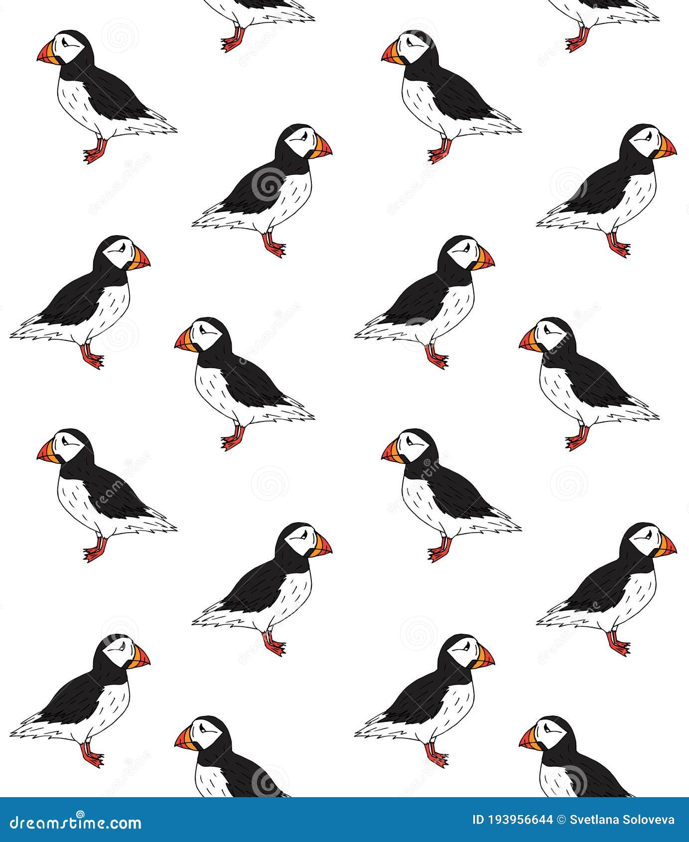 Seamless Puffin Birds Pattern Vector Illustration | CartoonDealer.com ...