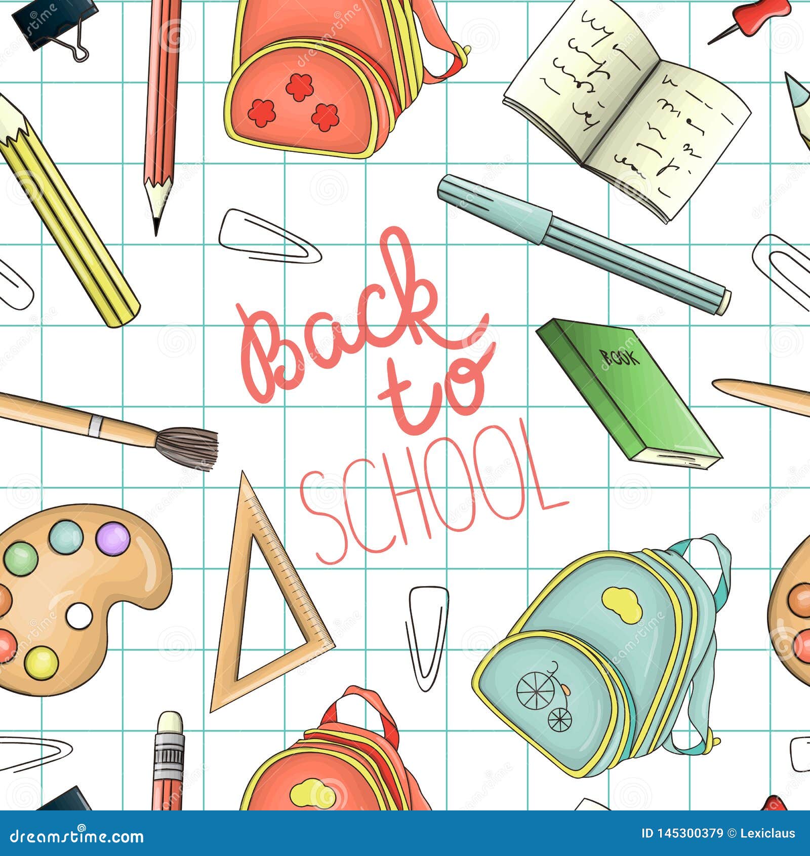 Vector Seamless School Pattern Stock Vector - Illustration of checked ...