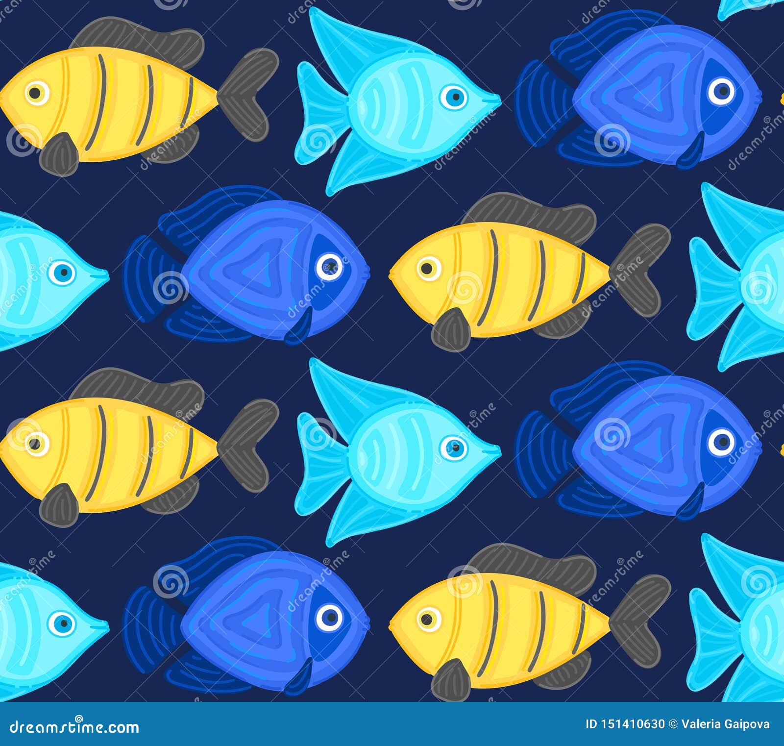 Vector Seamless Pattern with Colorful Abstract Fish. Undersea World ...