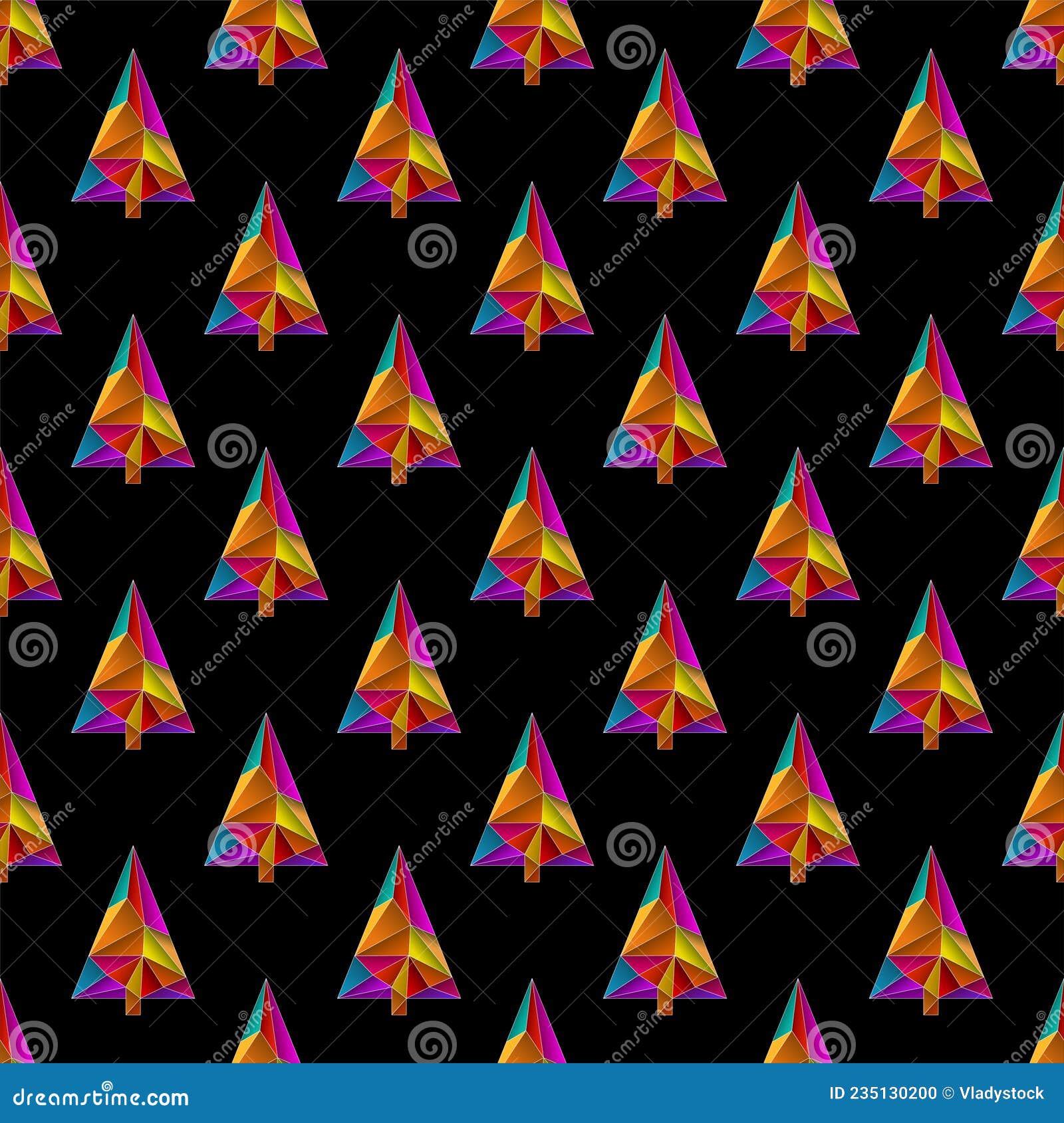 Vector Seamless Pattern with Colorful Christmas Tree from Triangles ...