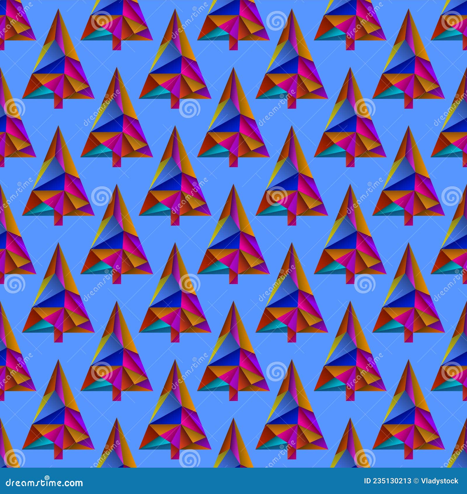 Vector Seamless Pattern with Colorful Christmas Tree from Triangles ...