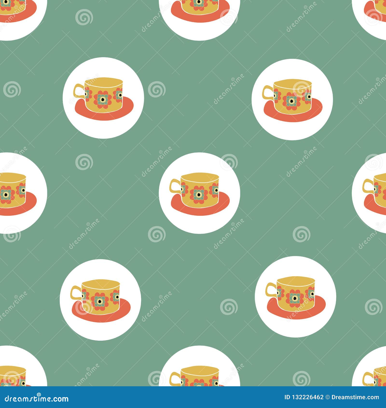 Vector Seamless Pattern with Colorful Cups. Seamless Pattern Background ...